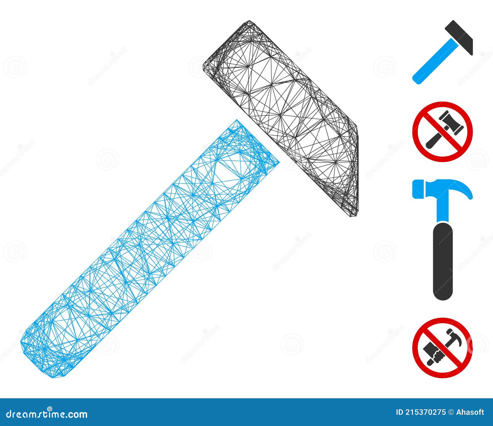 Linear Hammer Vector Mesh stock vector. Illustration of equipment ...