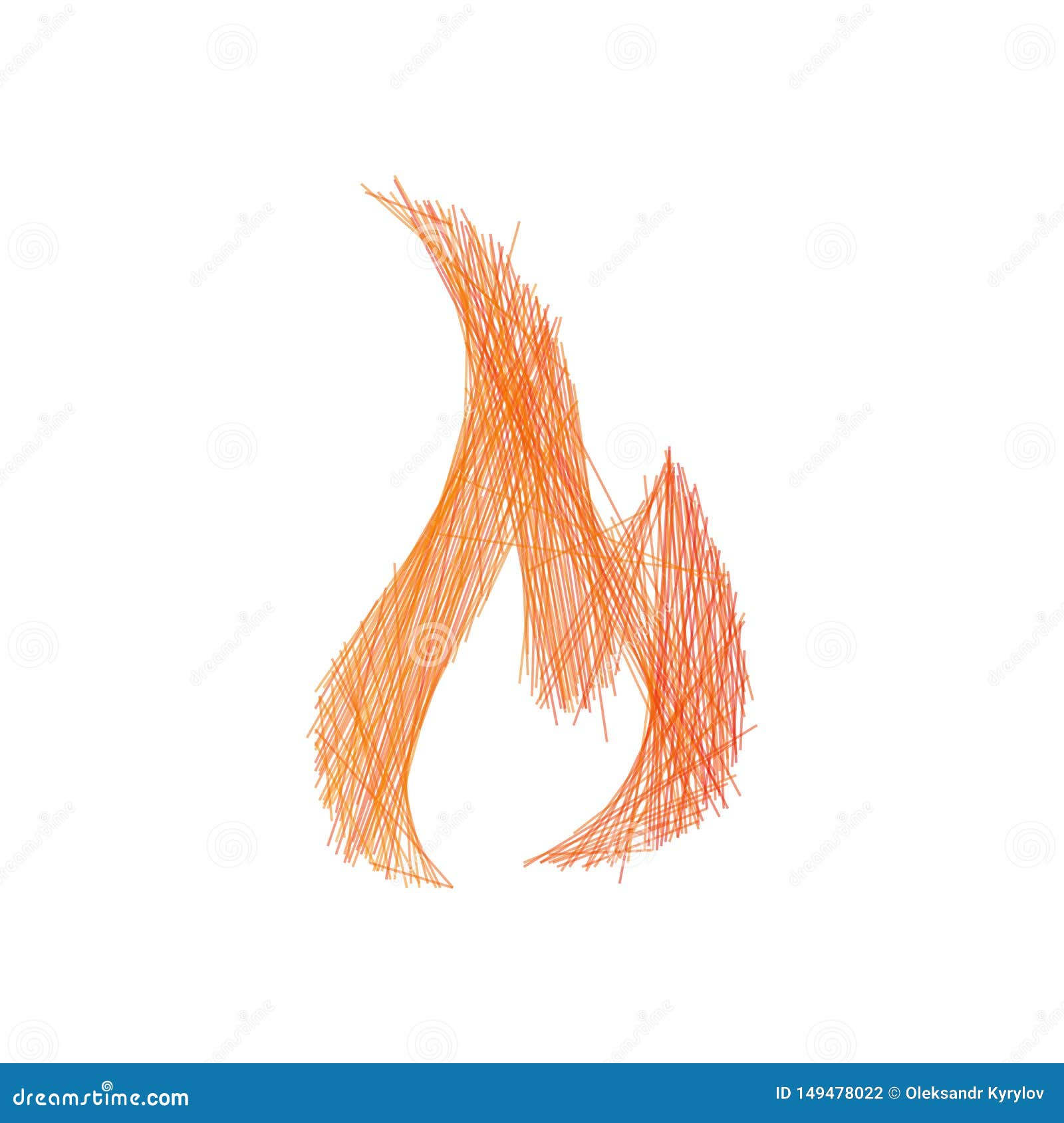 Linear Hand Drawn Fire Flame Campfire, Editable Stroke. Vector ...