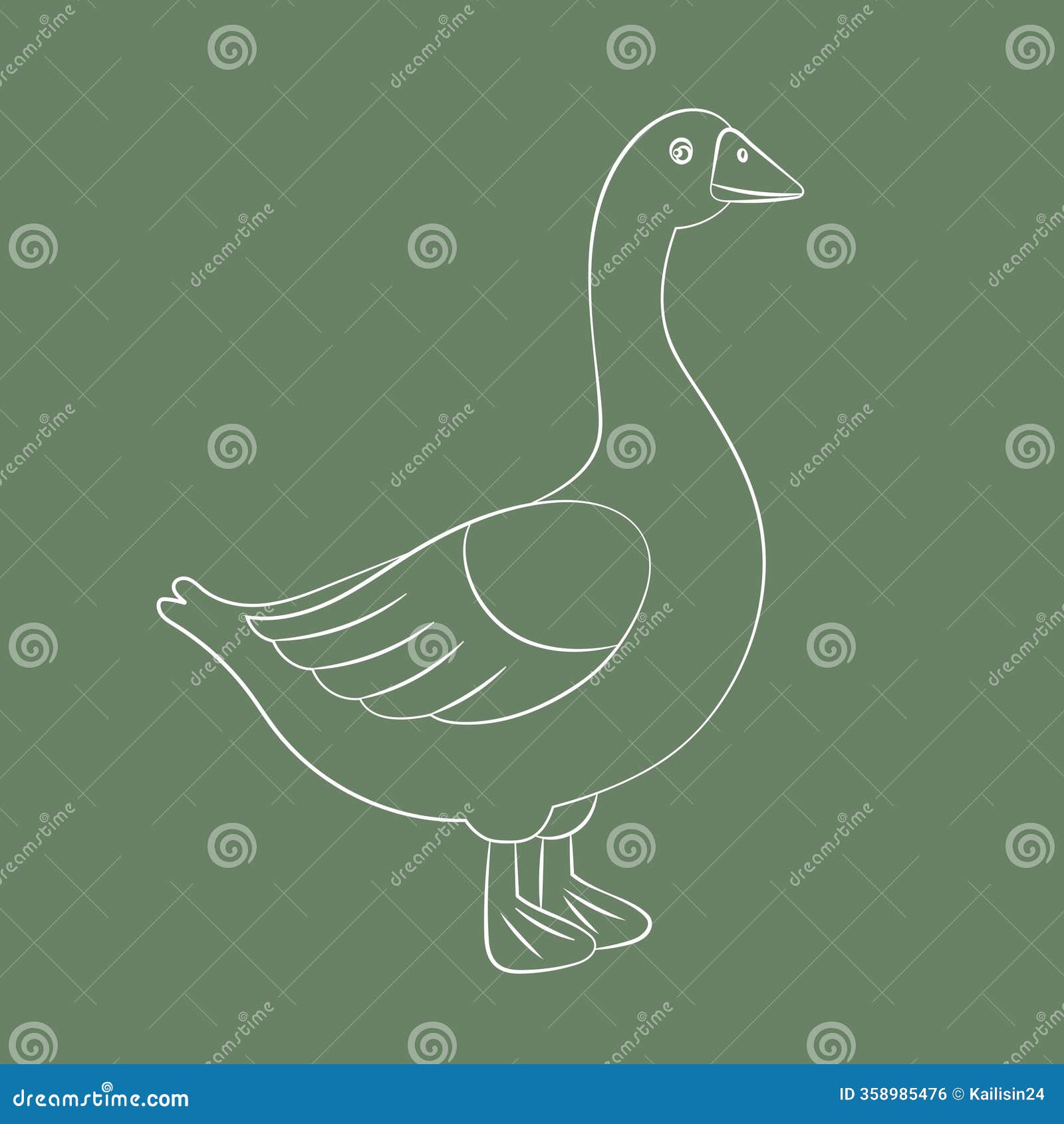 Goose Line And Solid Icon, Farm Garden Concept, Farm Waterbird Sign On ...