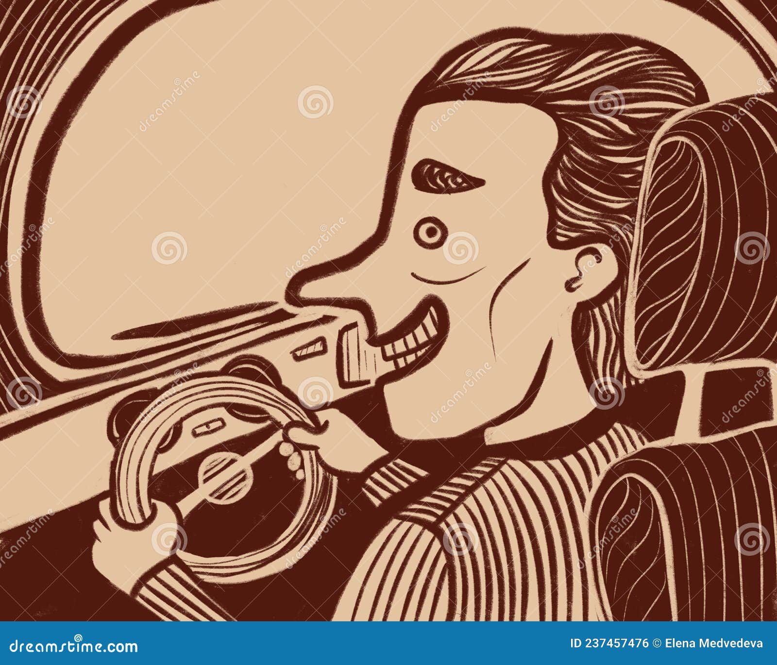 Linear Hand Drawn Illustration. Driver at Work Stock Illustration ...