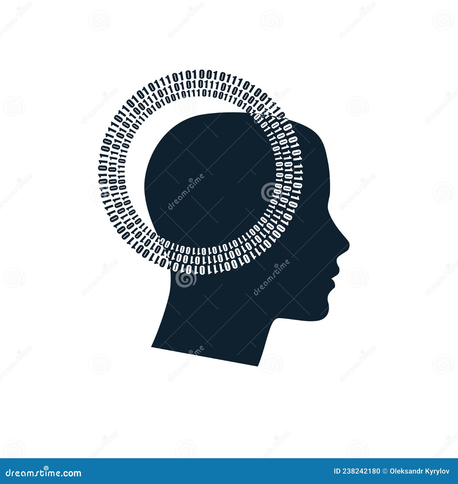 Linear Head with Binary Code, Robot or Programmer Icon Suitable for ...