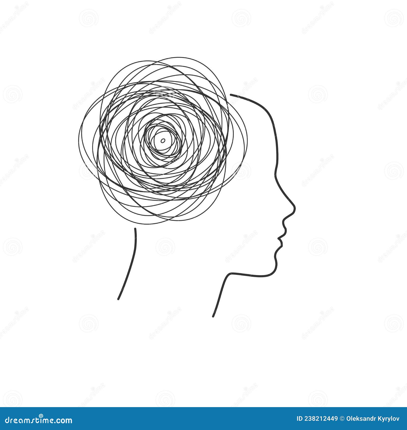 Linear Head With Confused Brain, Clew Head. Problem Solving Concept ...