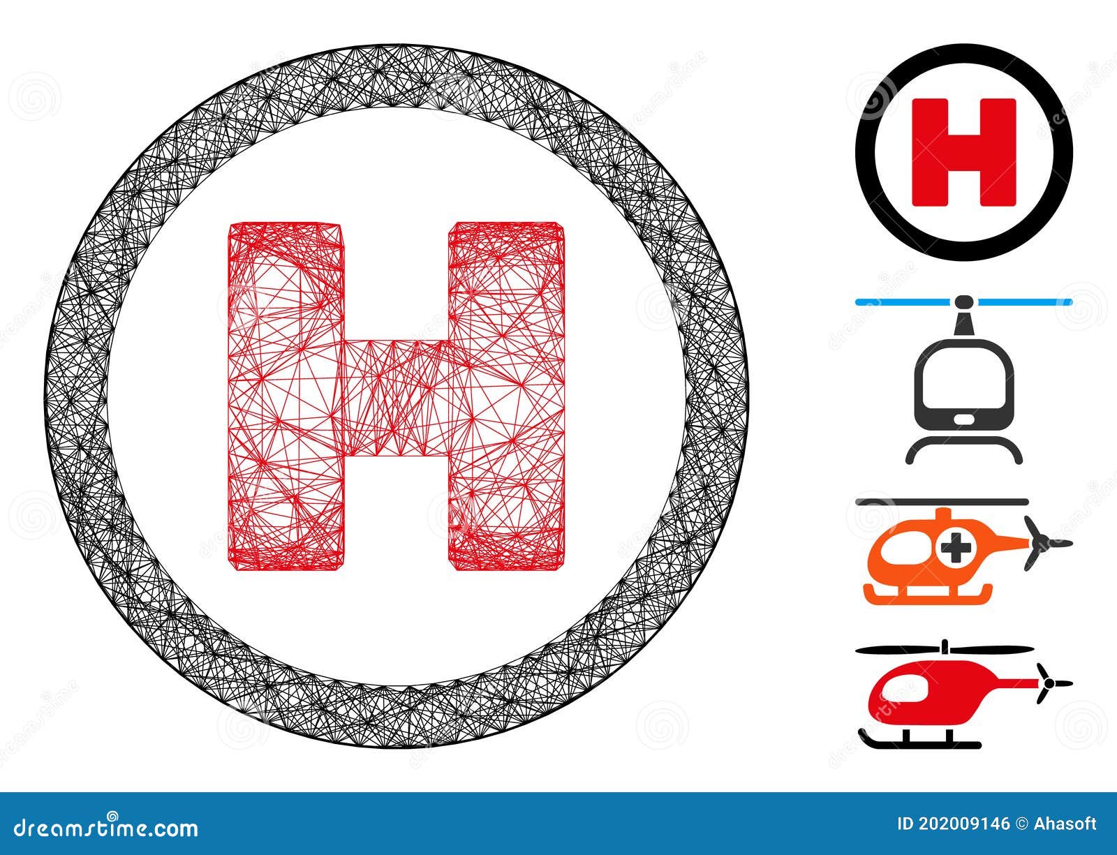 Linear Helicopter Landing Spot Vector Mesh Stock Illustration ...