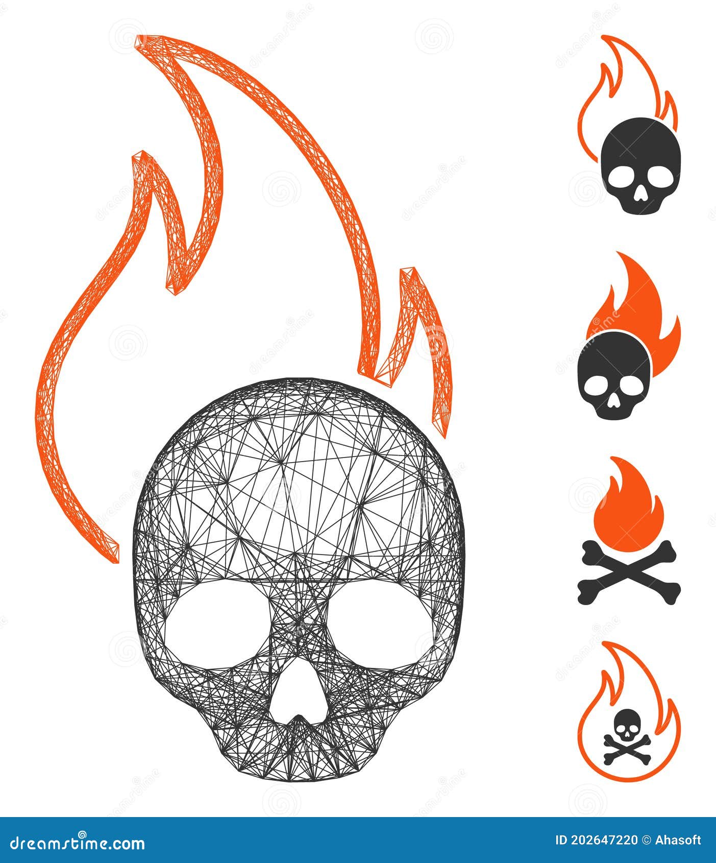 Linear Hell Fire Vector Mesh Stock Vector - Illustration of abstract ...