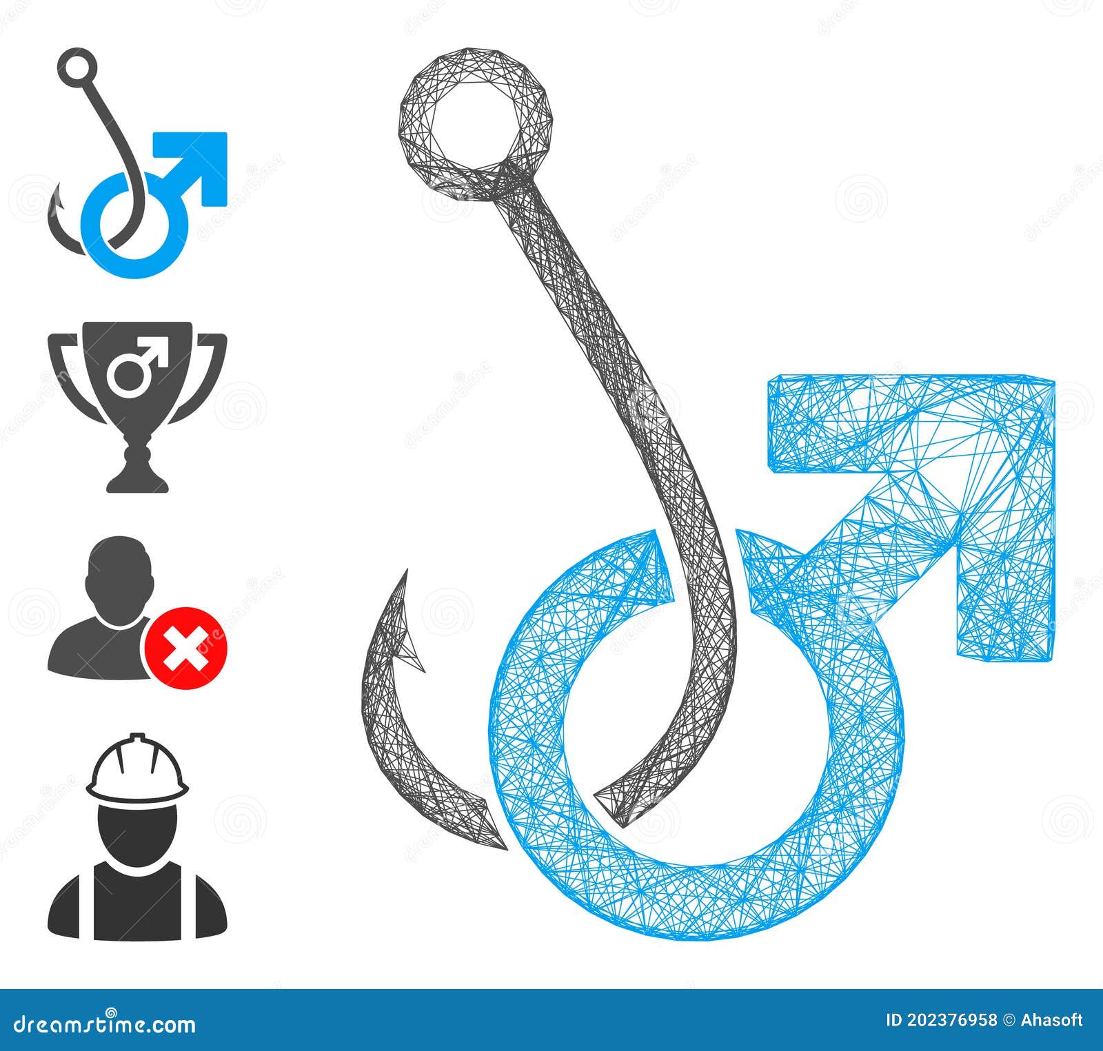 Linear Hooked Male Symbol Vector Mesh Stock Vector - Illustration of ...