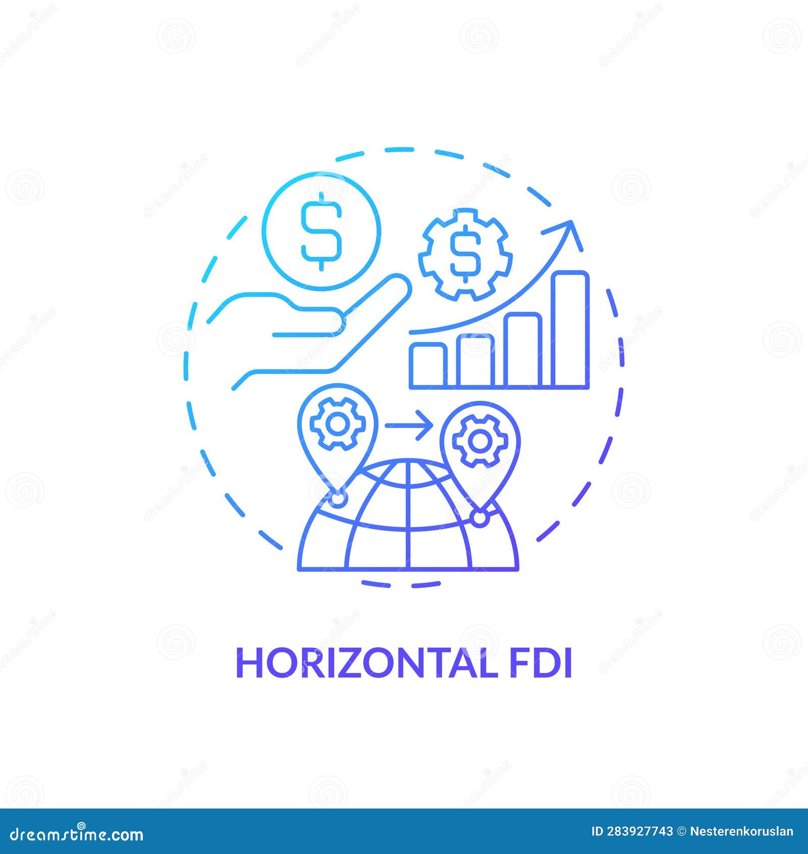 Linear horizontal FDI icon stock vector. Illustration of inflation ...
