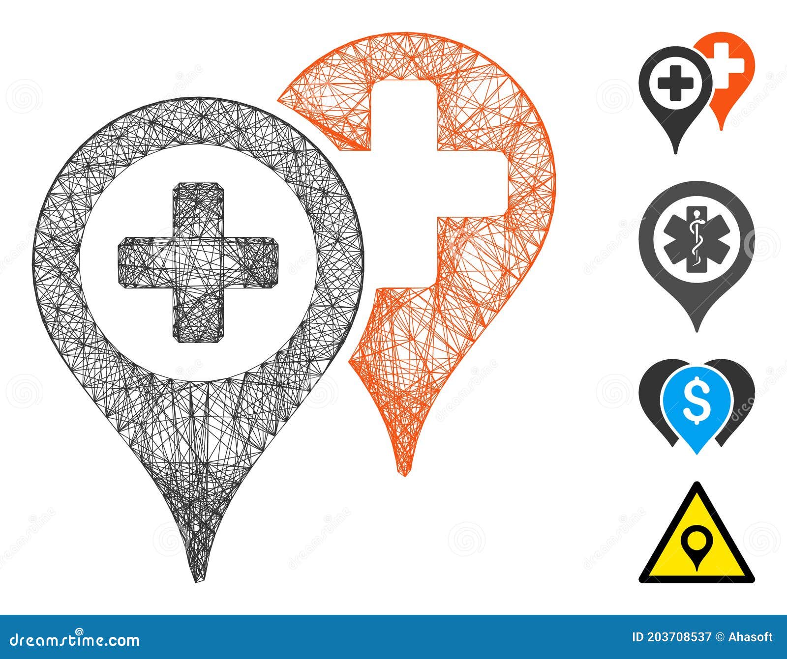 Linear Hospital Map Markers Vector Mesh Stock Illustration ...