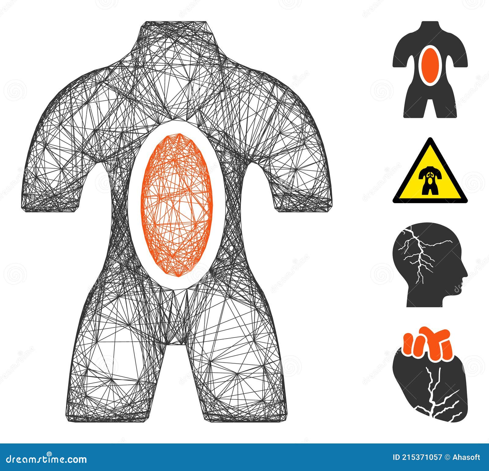 Linear Human Anatomy Vector Mesh Stock Vector - Illustration of ...
