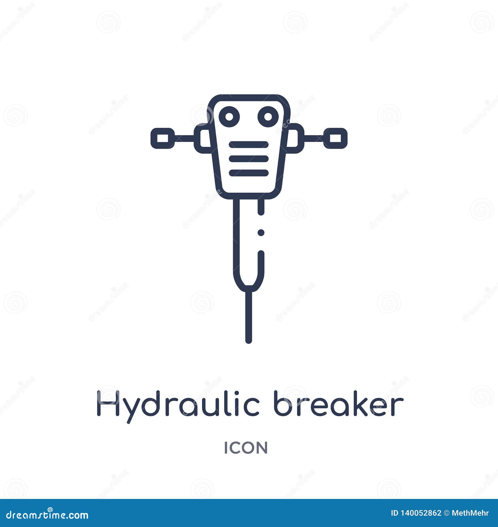 Linear Hydraulic Breaker Icon from Construction Outline Collection ...