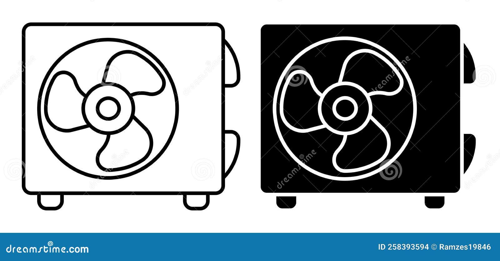 Linear Icon. Air Conditioner Unit with Three Bladed Fan. Room Cooling ...