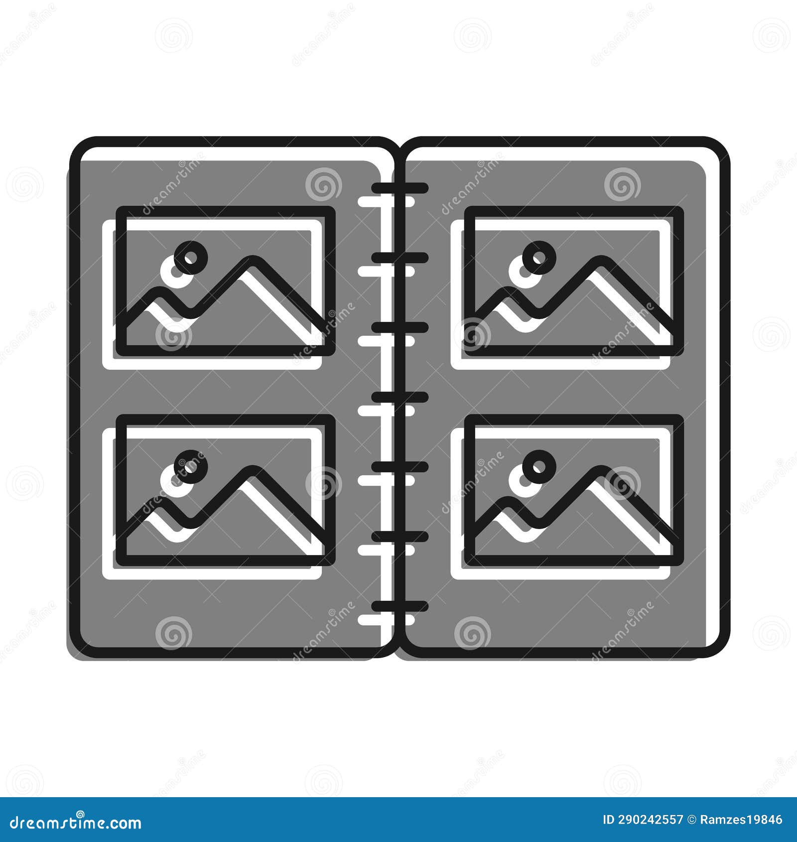 Linear Icon. Album with Home Seed Photographs. Collection of Memorable ...