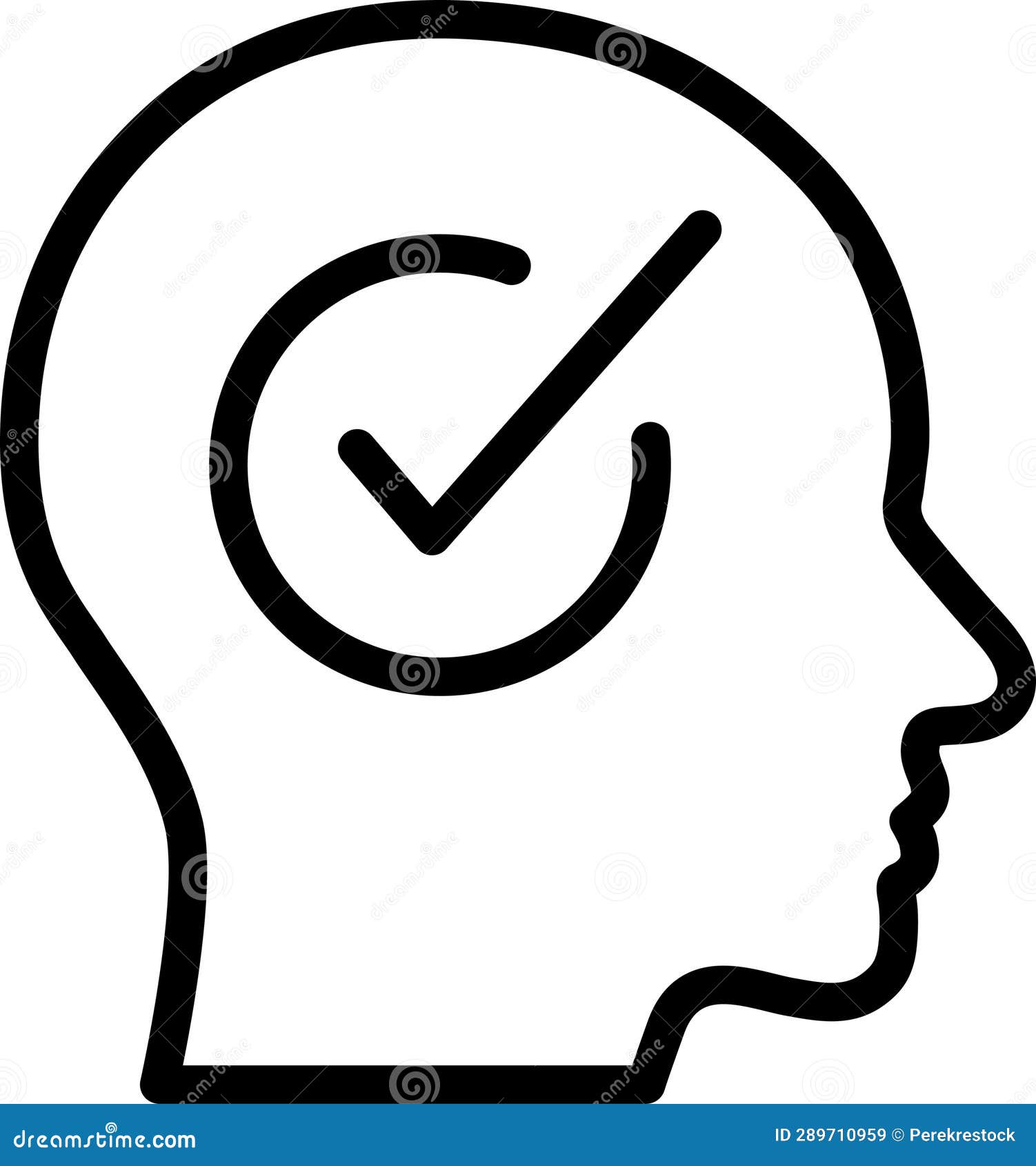 Linear Icon of Check Mark in the Human Head As a Concept of Personal ...