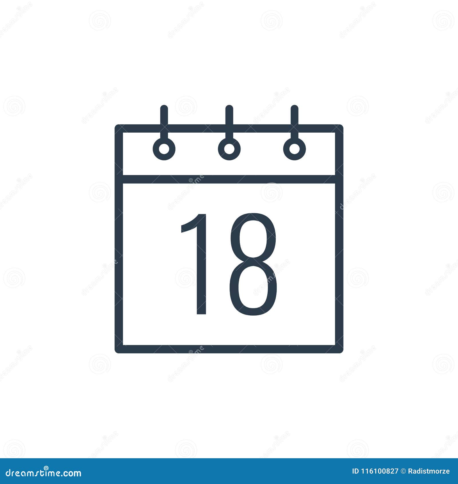 Linear Icon of the Eighteenth Day of the Calendar. Stock Illustration ...