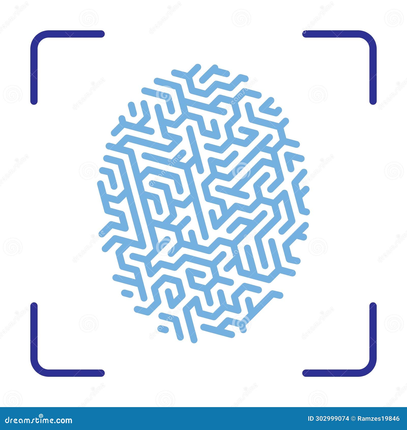 Linear Icon. Fingerprint Maze with Unique Cells. Fingerprint Bio Metric ...