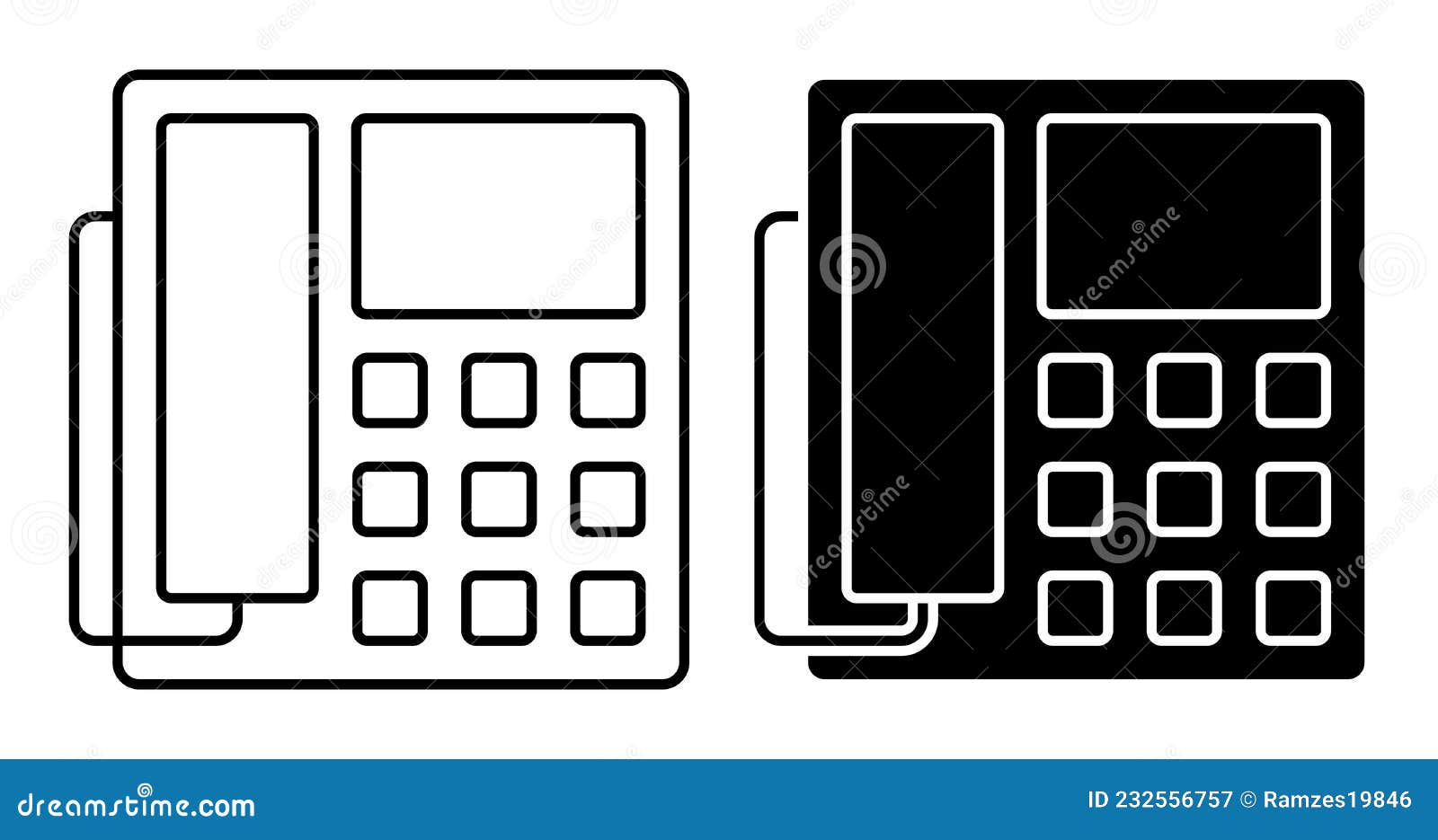 Linear Icon. Fixed Wired Office Telephone with Buttons. Communication ...