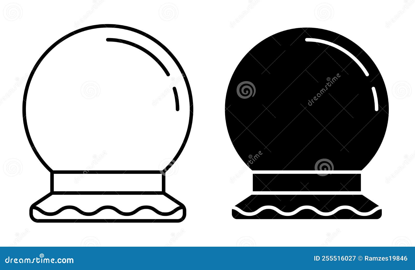 Linear Icon, Fortune Teller Magic Crystal Ball on Wooden Stand ...