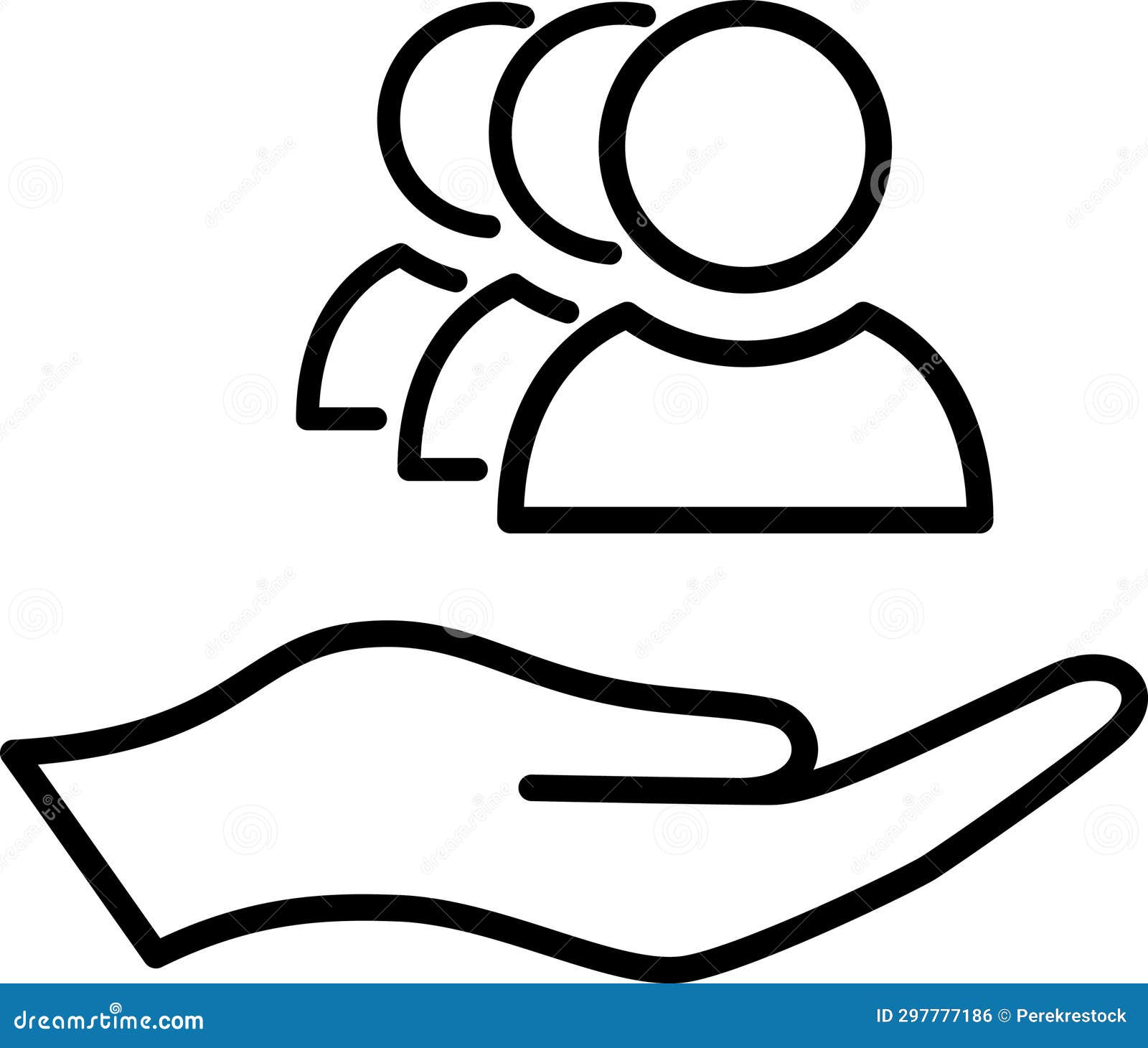 Linear Icon of Group of People on Hand As an Inclusive Workplace Stock ...
