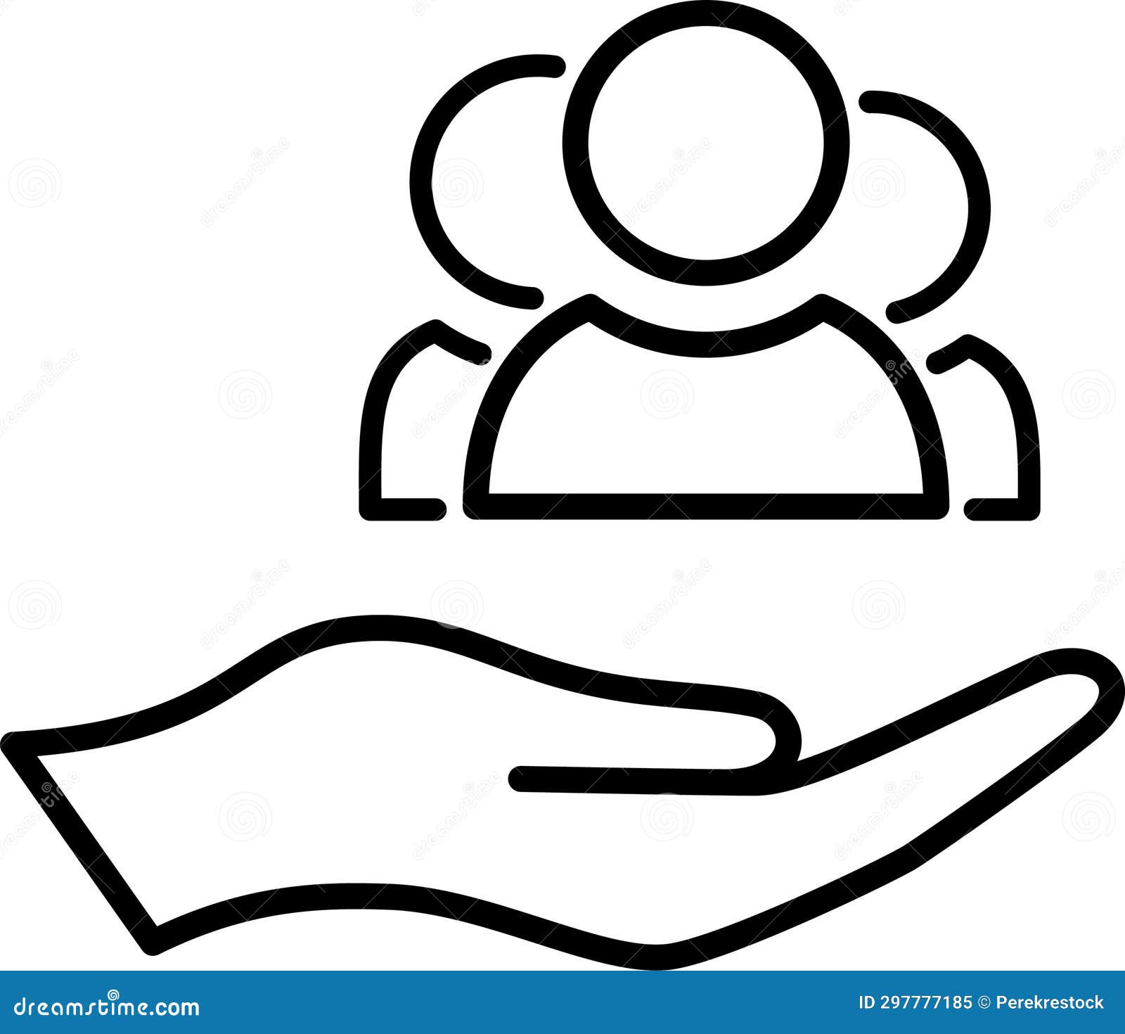 Linear Icon of Group of People on Palm As an Employee Protection Stock ...