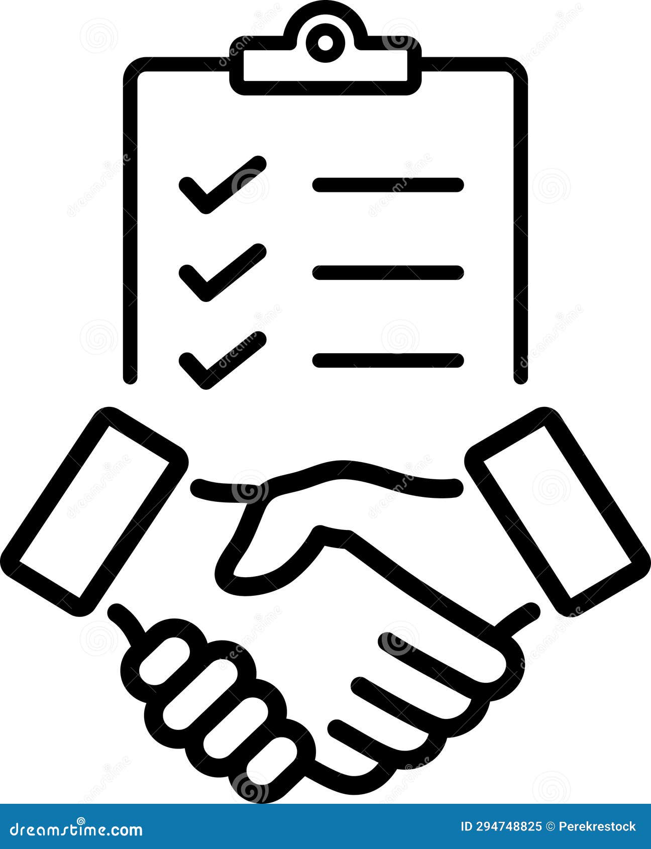 Linear Icon of Handshake and Checklist As Concept of Business ...