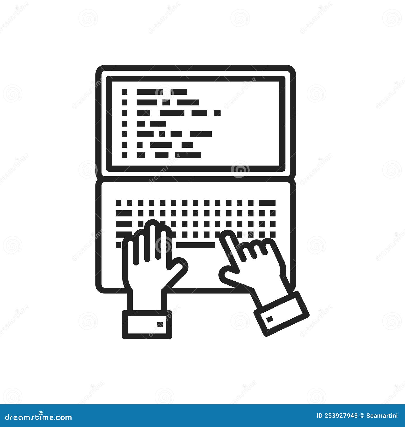 Linear Icon of Open Notebook Typing Hands Isolated Stock Vector ...