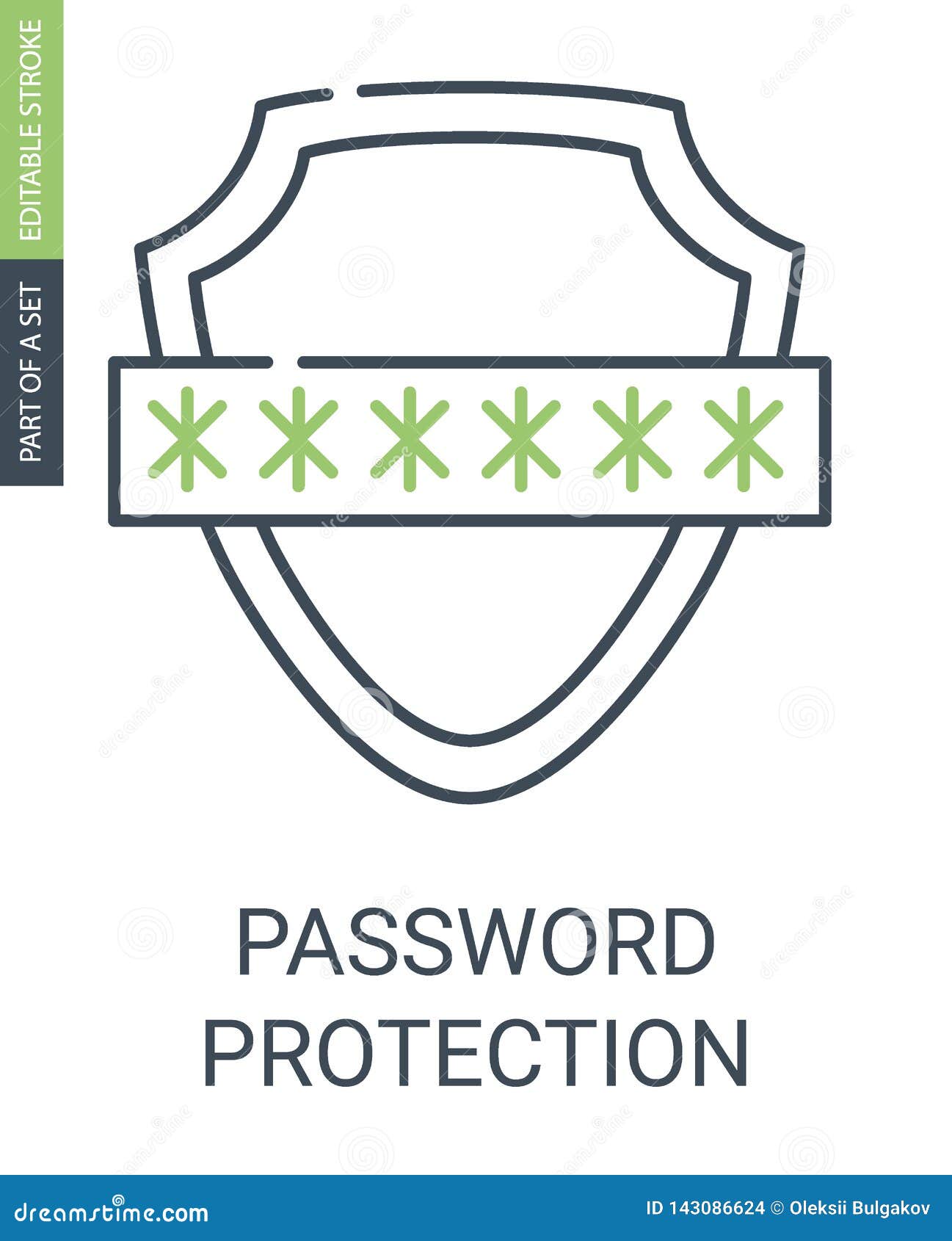 Password Protection Icon with Outline Style and Editable Stroke Stock ...