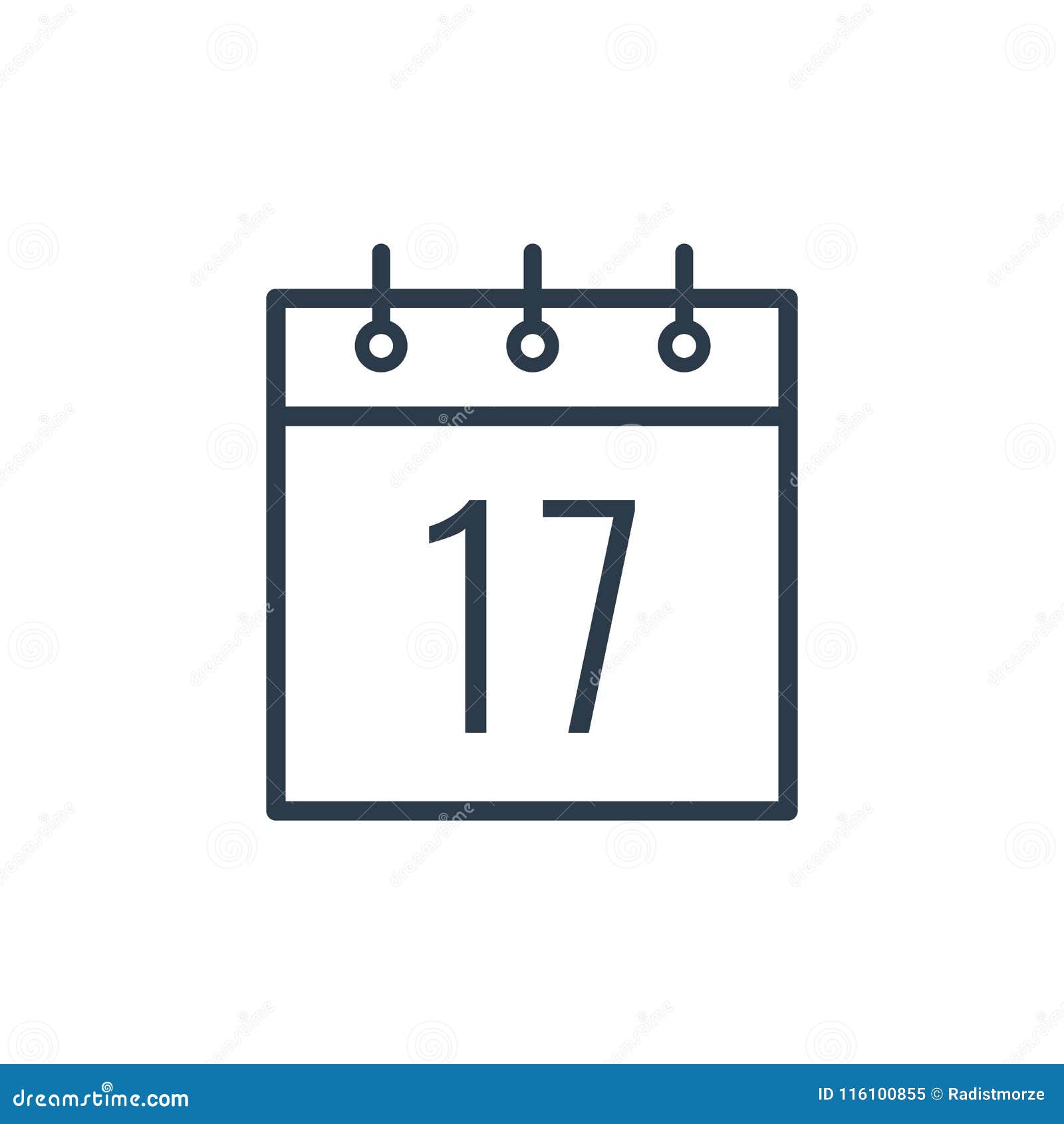 Linear Icon of the Seventeenth Day of the Calendar. Stock Illustration ...