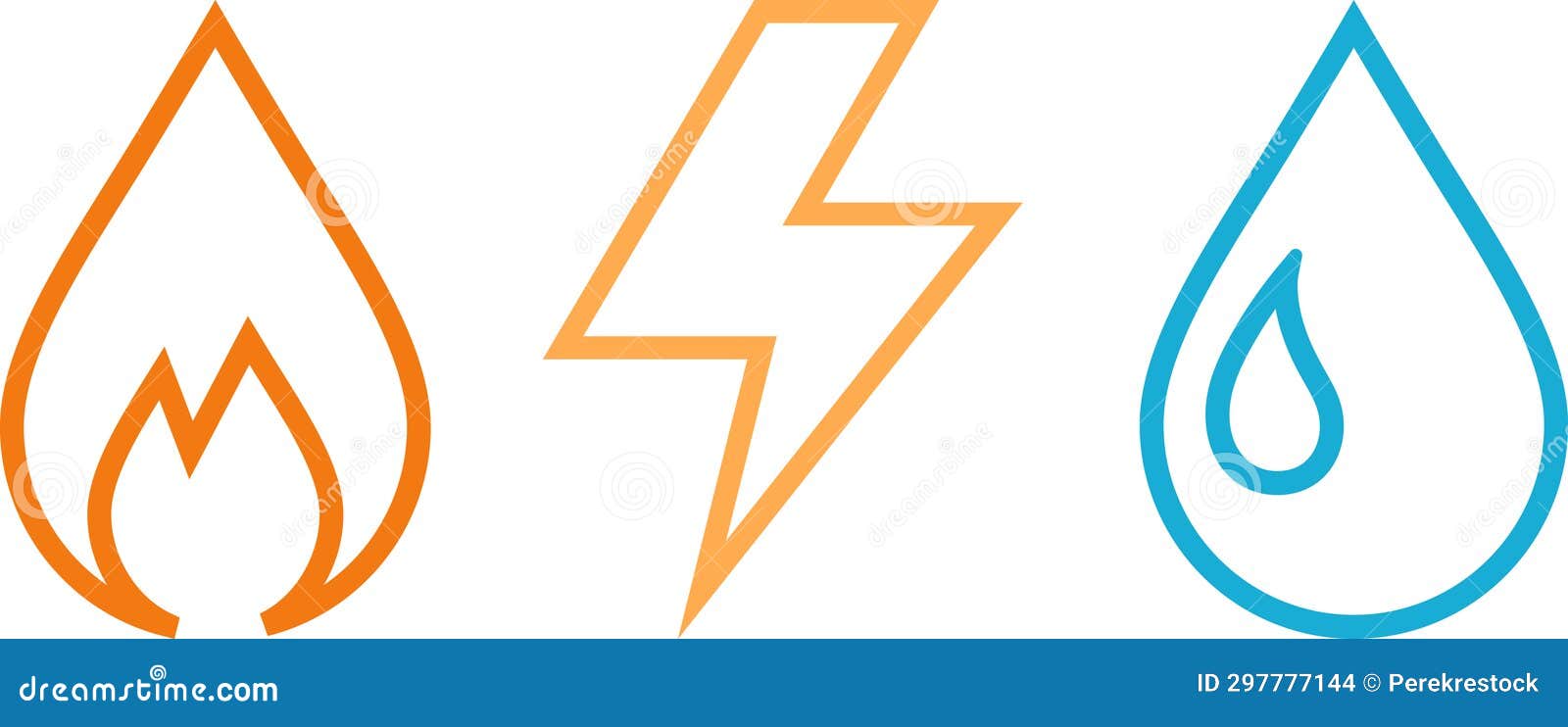 Linear Icons of Electricity, Gasification and Water As Utilities Supply ...