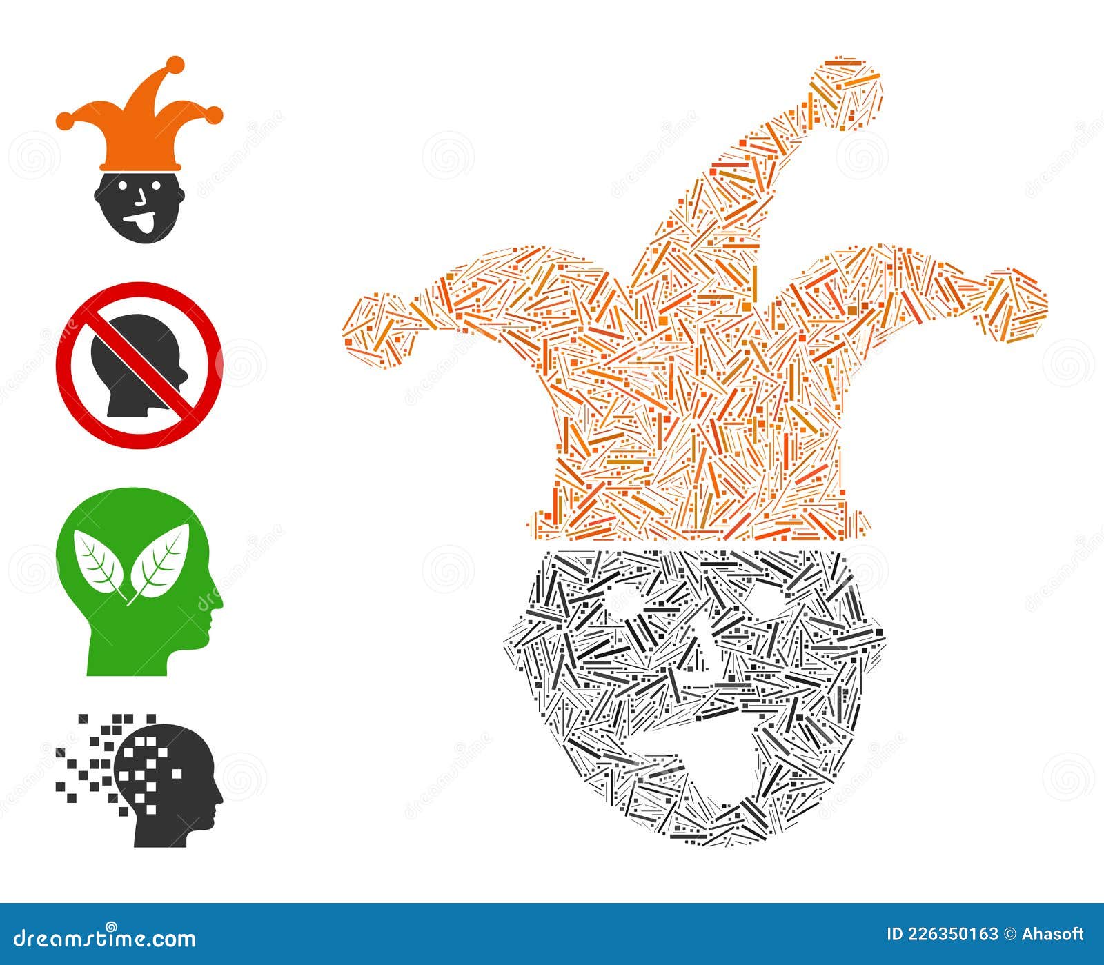 Linear Idiot Head Icon Vector Mosaic Stock Vector - Illustration of ...