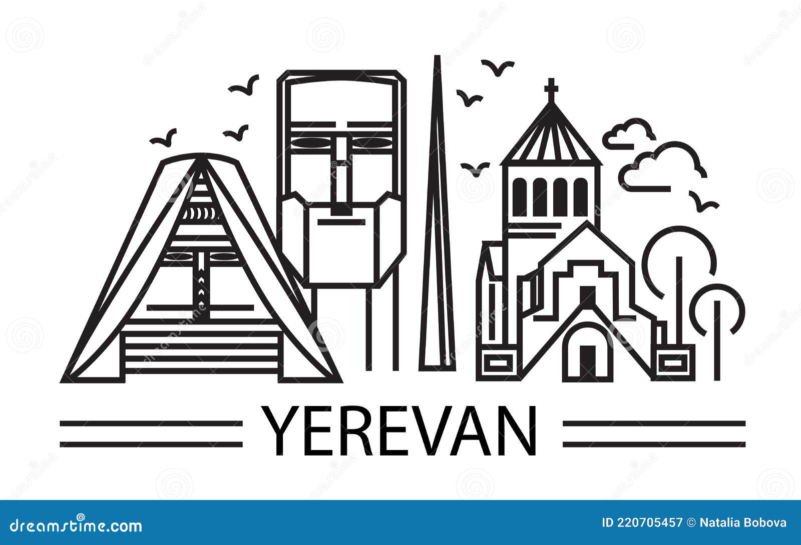 Linear Illustration of the City of Yerevan Stock Vector - Illustration ...