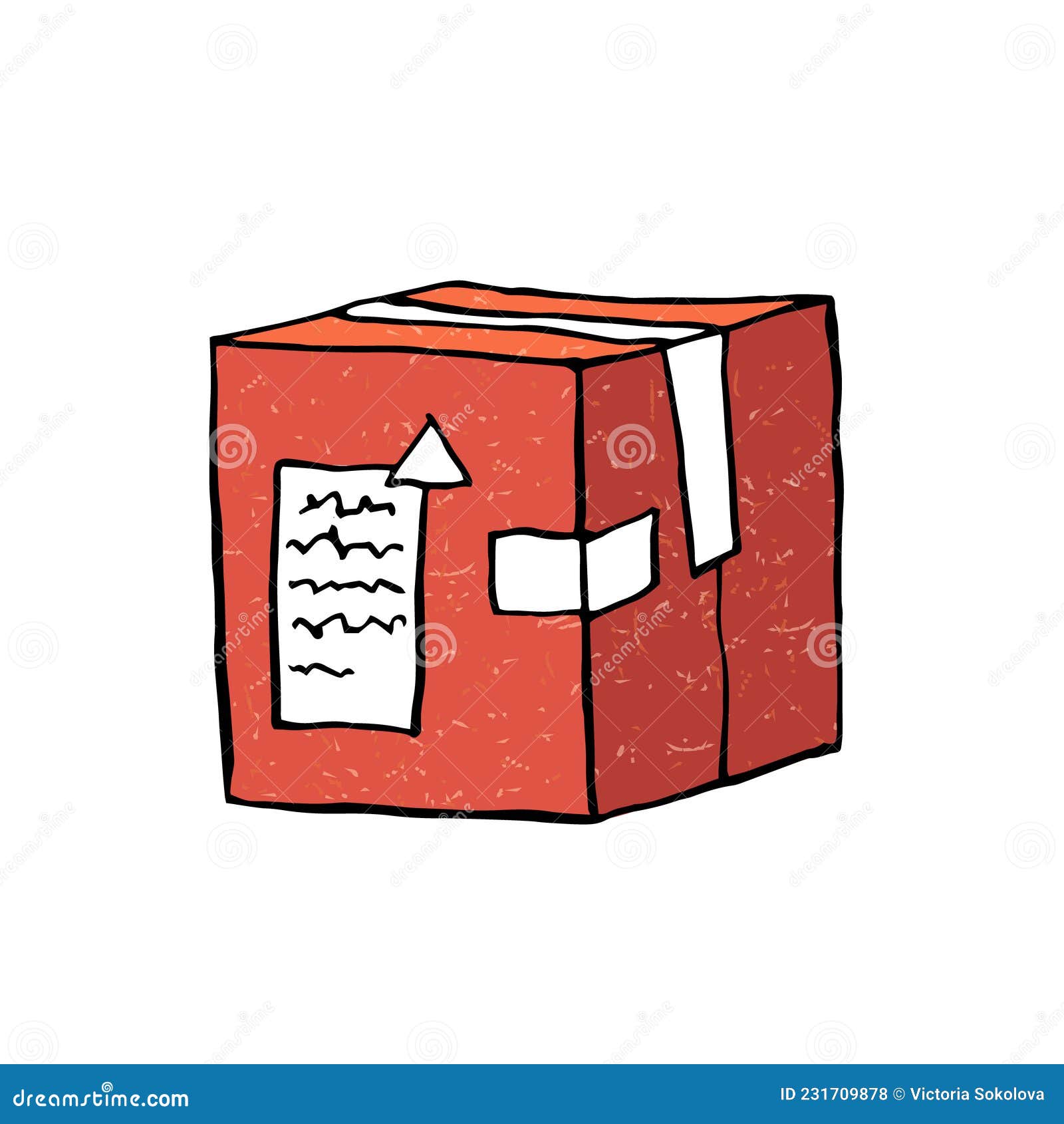 Linear Illustration with an Closed Cardboard Box Stock Vector ...