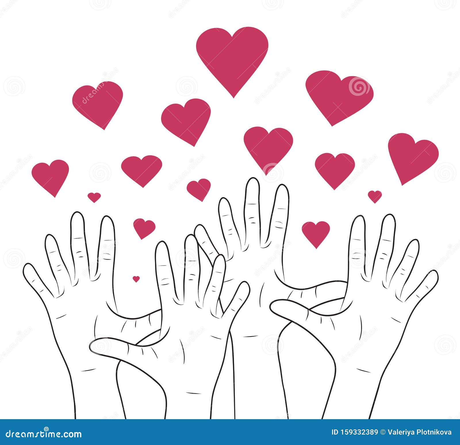 Linear Illustration Of Human Hands With Hearts. International Day Of ...