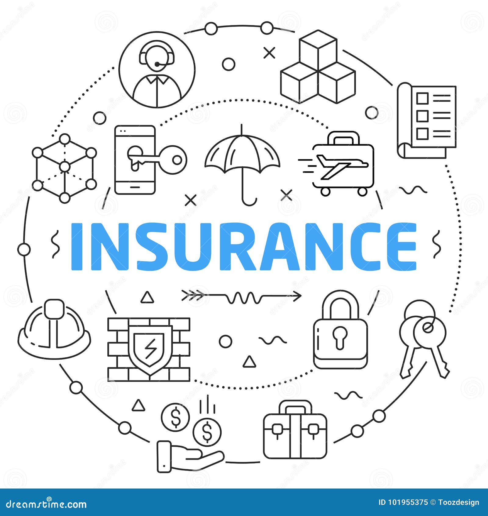 Linear Illustration Insurance Stock Vector - Illustration of care, fire ...