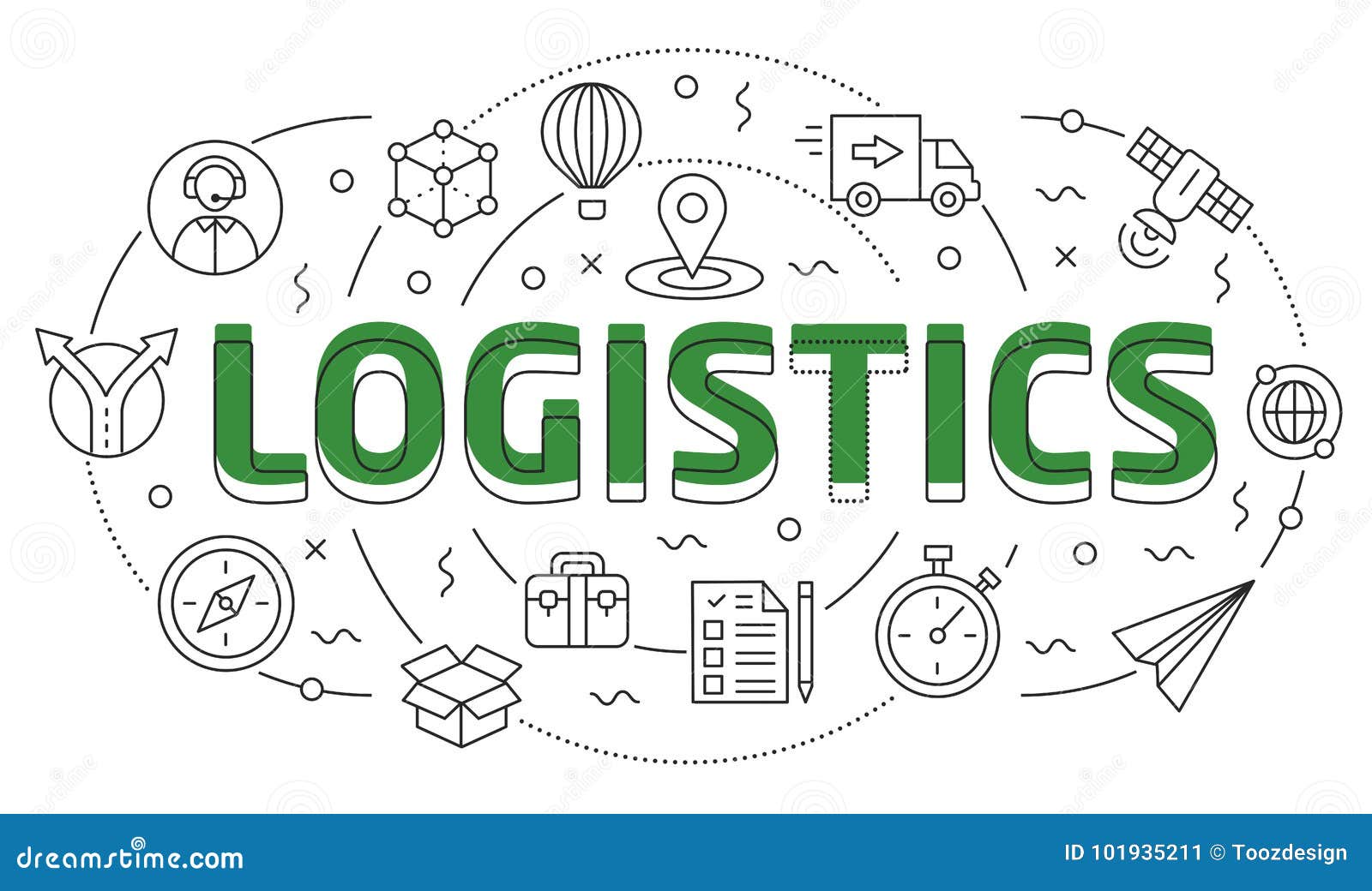 Linear Illustration Logistic Stock Vector - Illustration of logistics ...