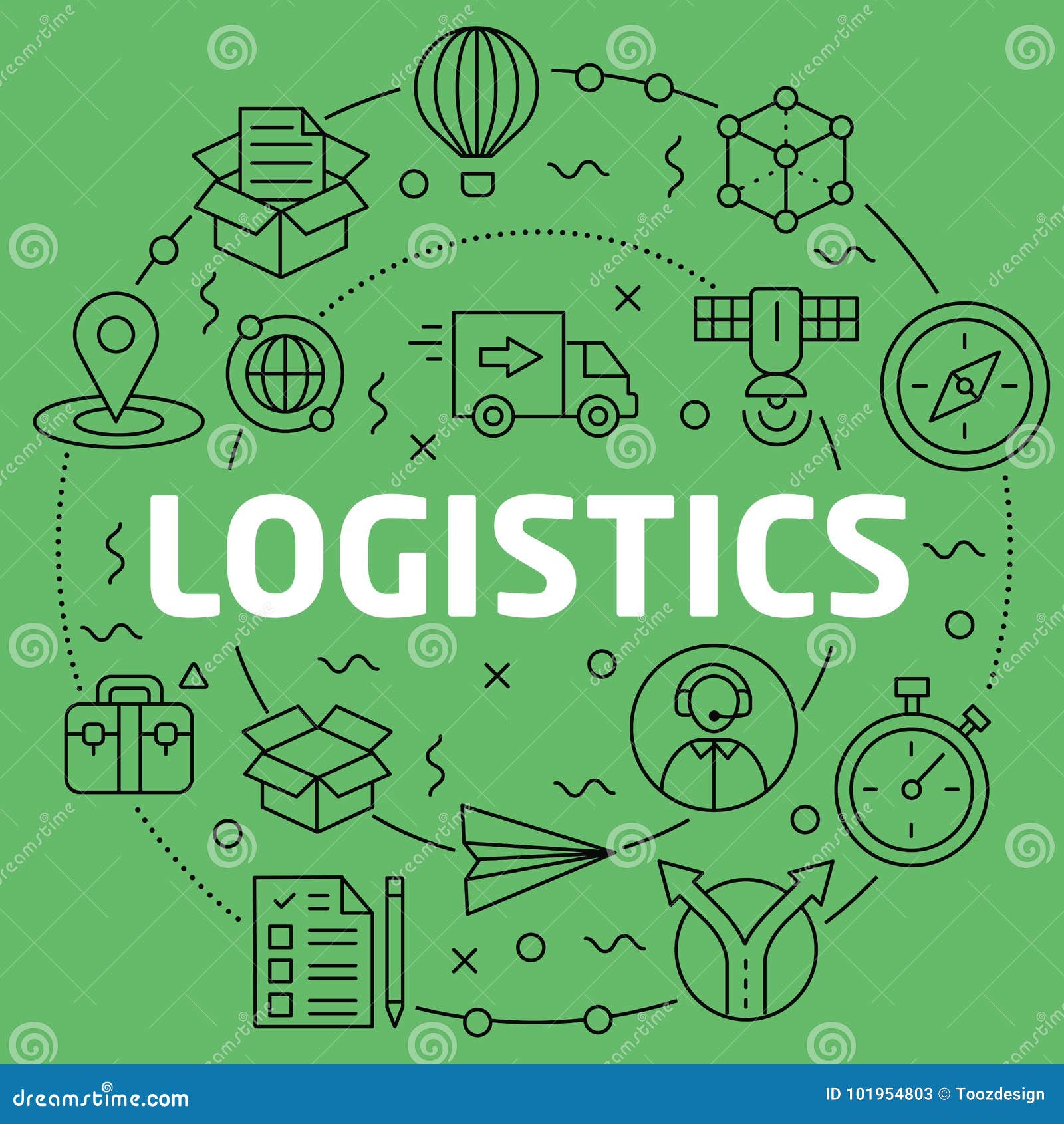 Linear Illustration Logistics Stock Vector - Illustration of graphic ...