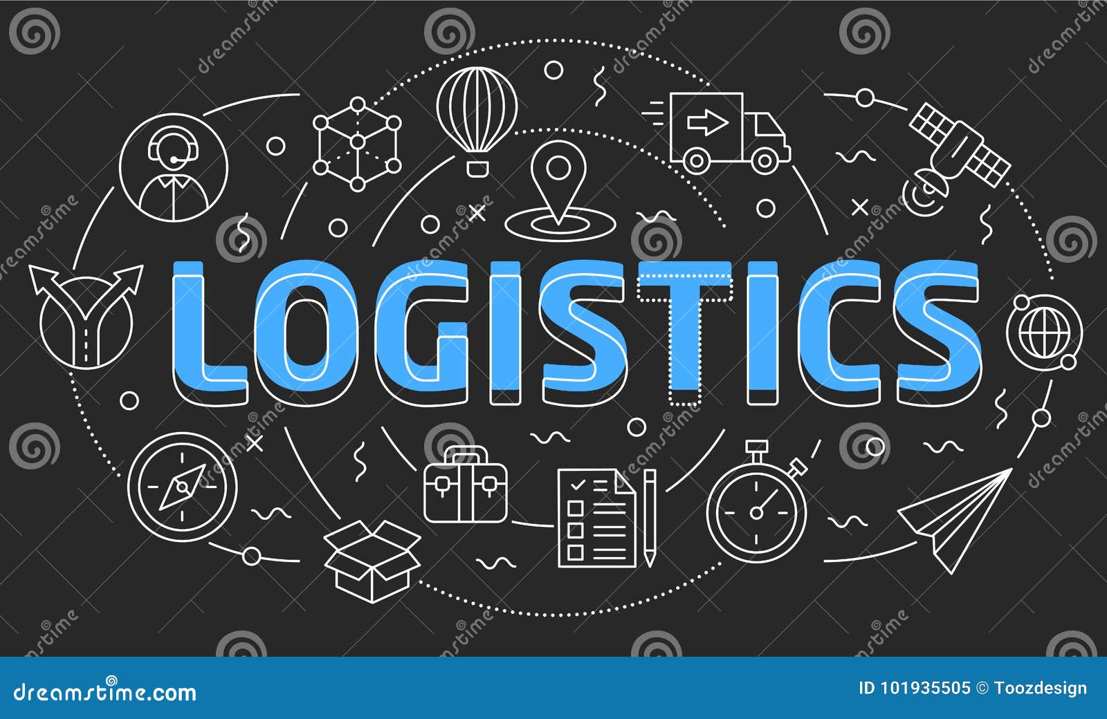 Linear Illustration Logistics Stock Vector - Illustration of logistics ...