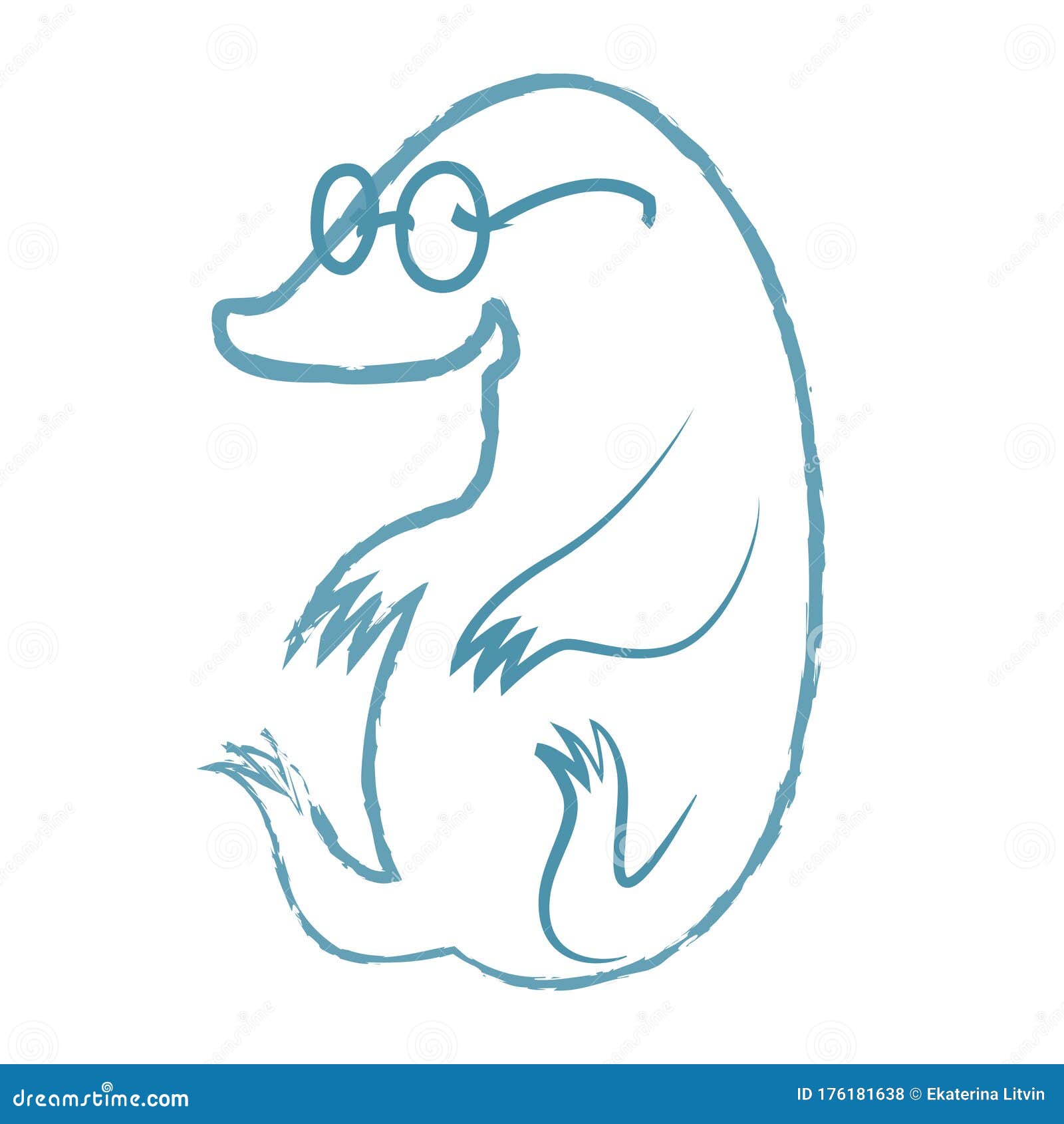 The Linear Image of the Sitting Mole Wearing Spectacles Stock Vector ...