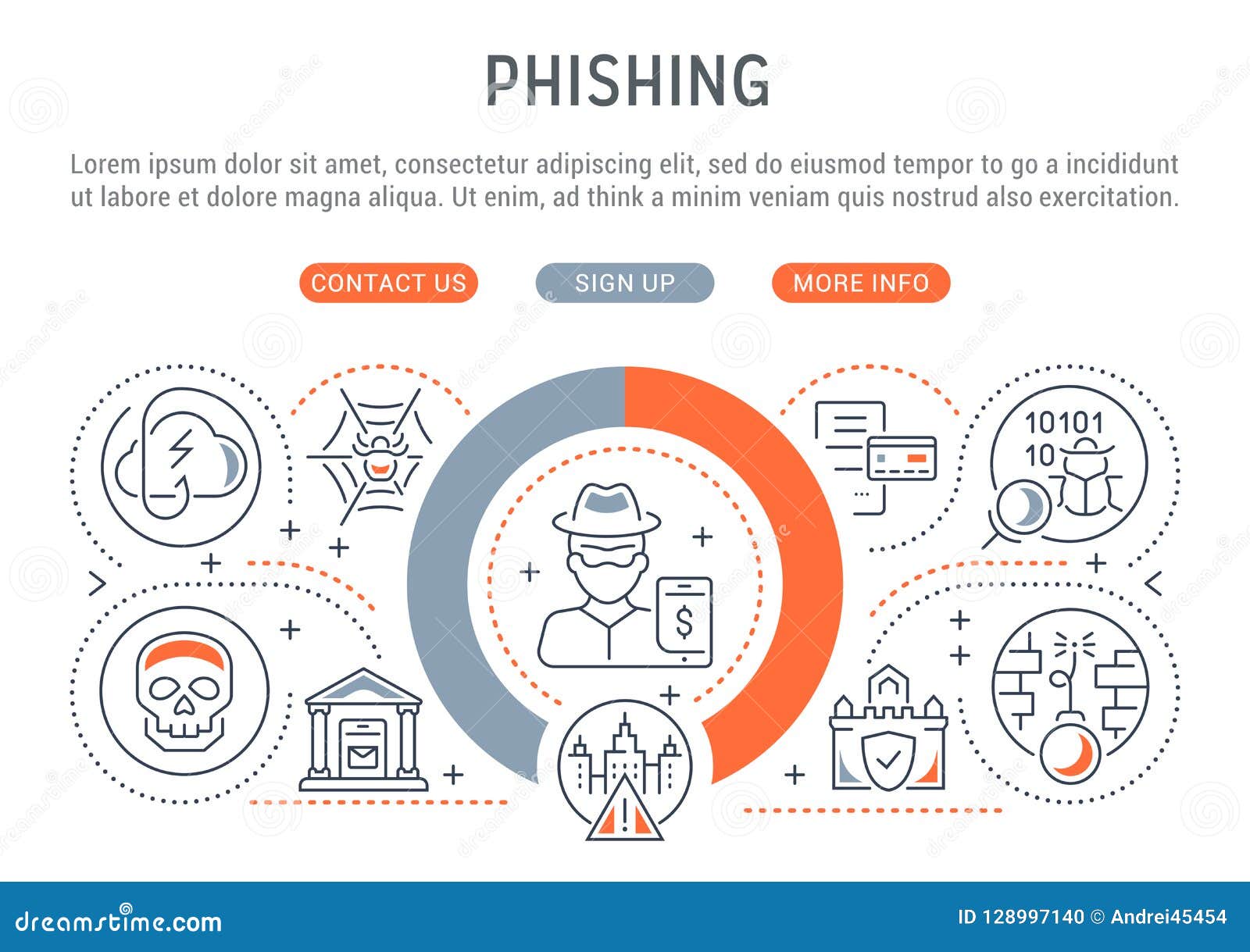Linear Illustration of Phishing. Stock Illustration - Illustration of ...