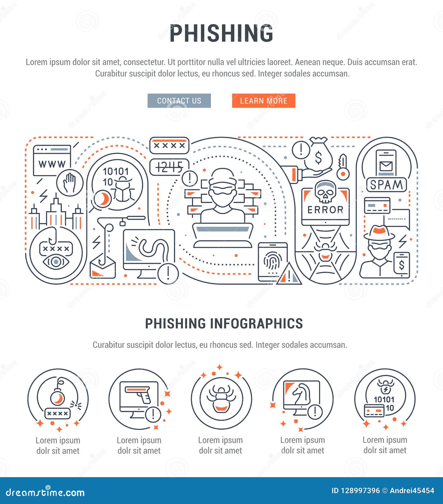 Linear Illustration of Phishing. Stock Illustration - Illustration of ...