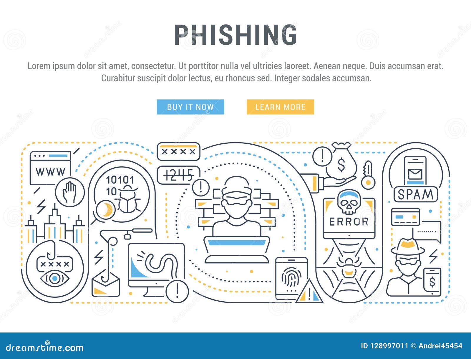 Linear Illustration of Phishing. Stock Illustration - Illustration of ...