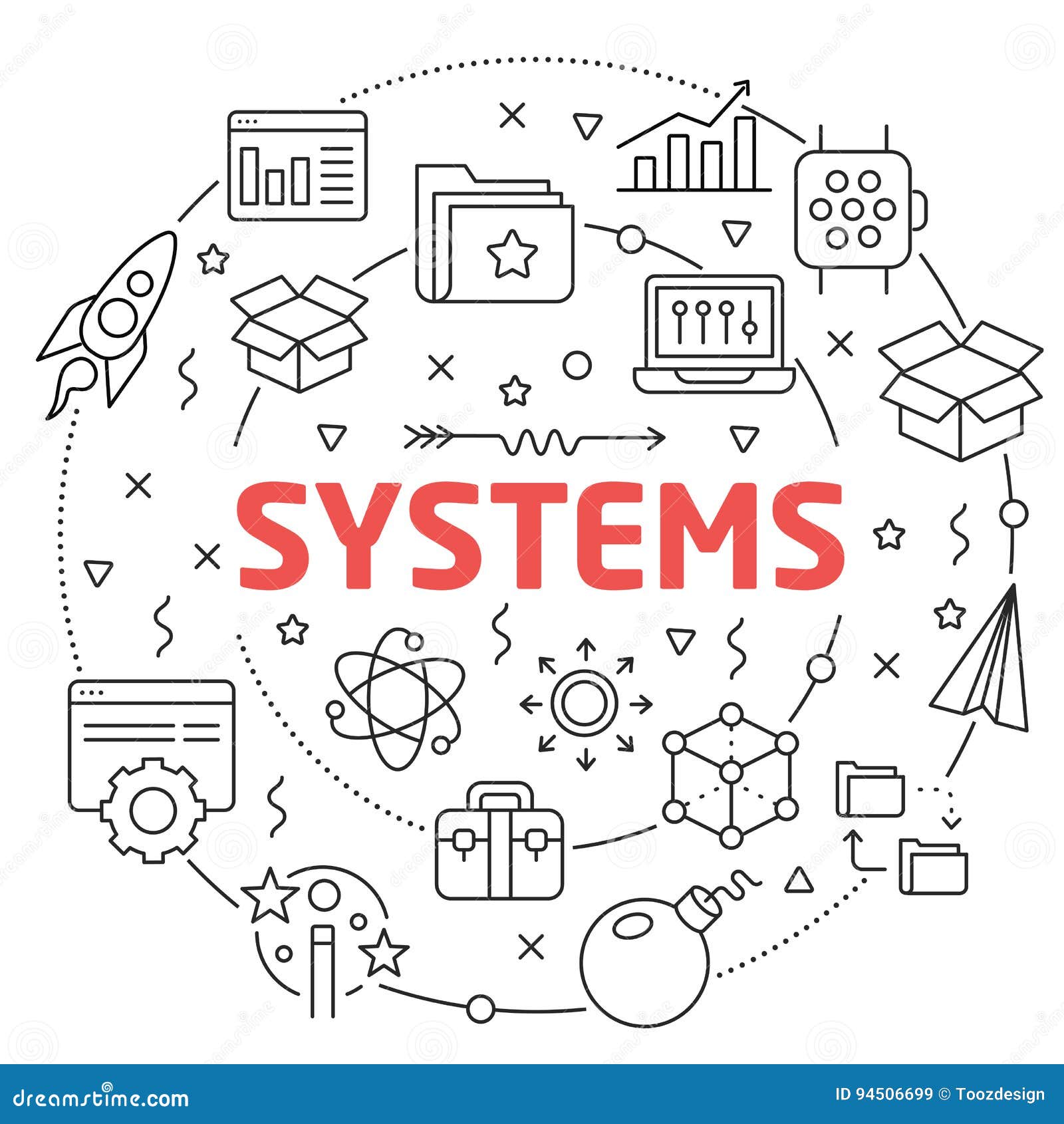 Linear Illustration for Presentations Round Systems Stock Vector ...