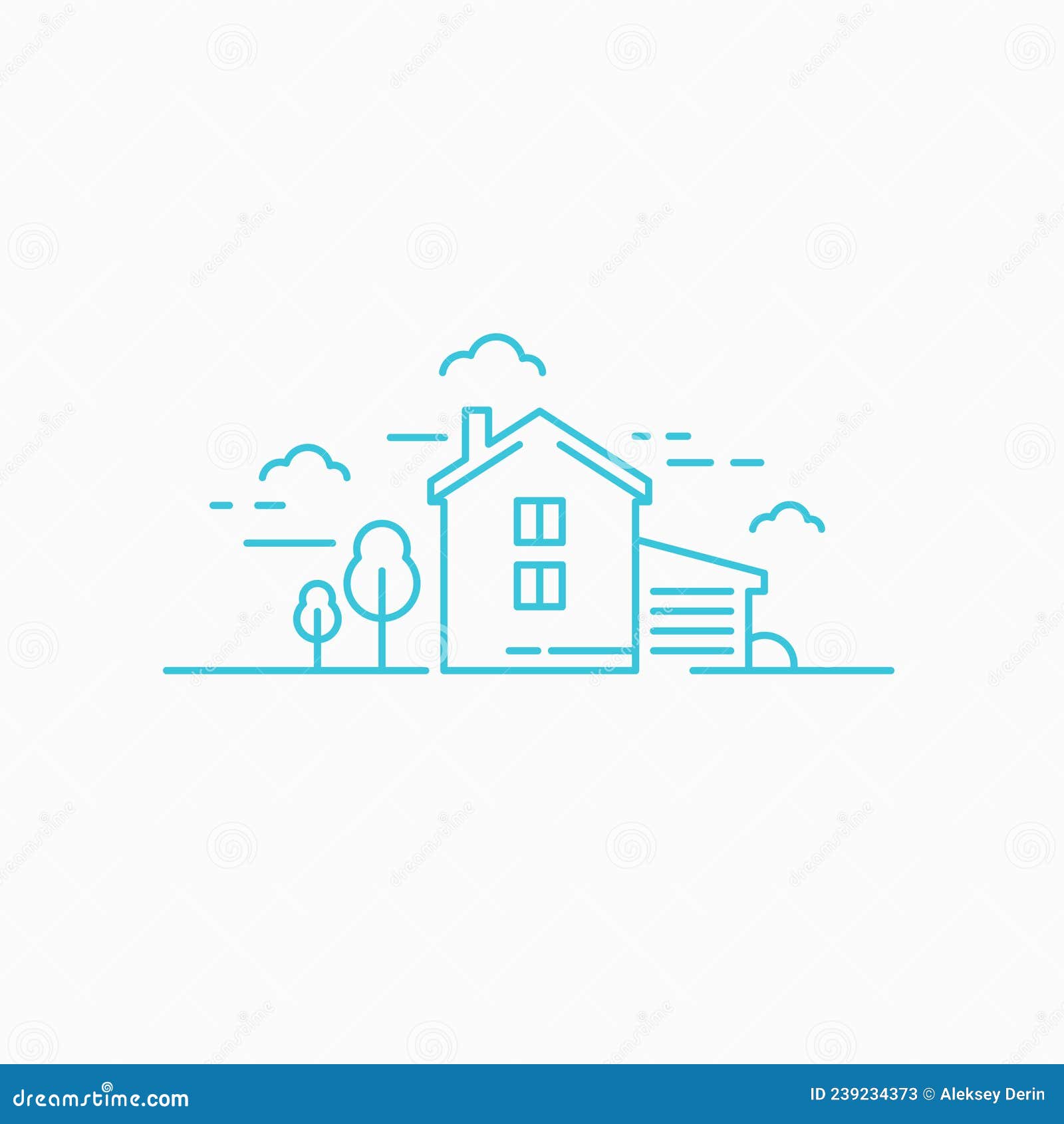 Linear Illustration of a Residential Building. Icon of a Private Two ...