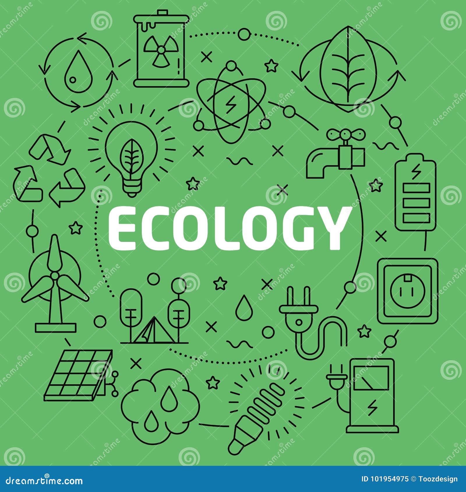 Linear Illustration Ecology Stock Vector - Illustration of global ...