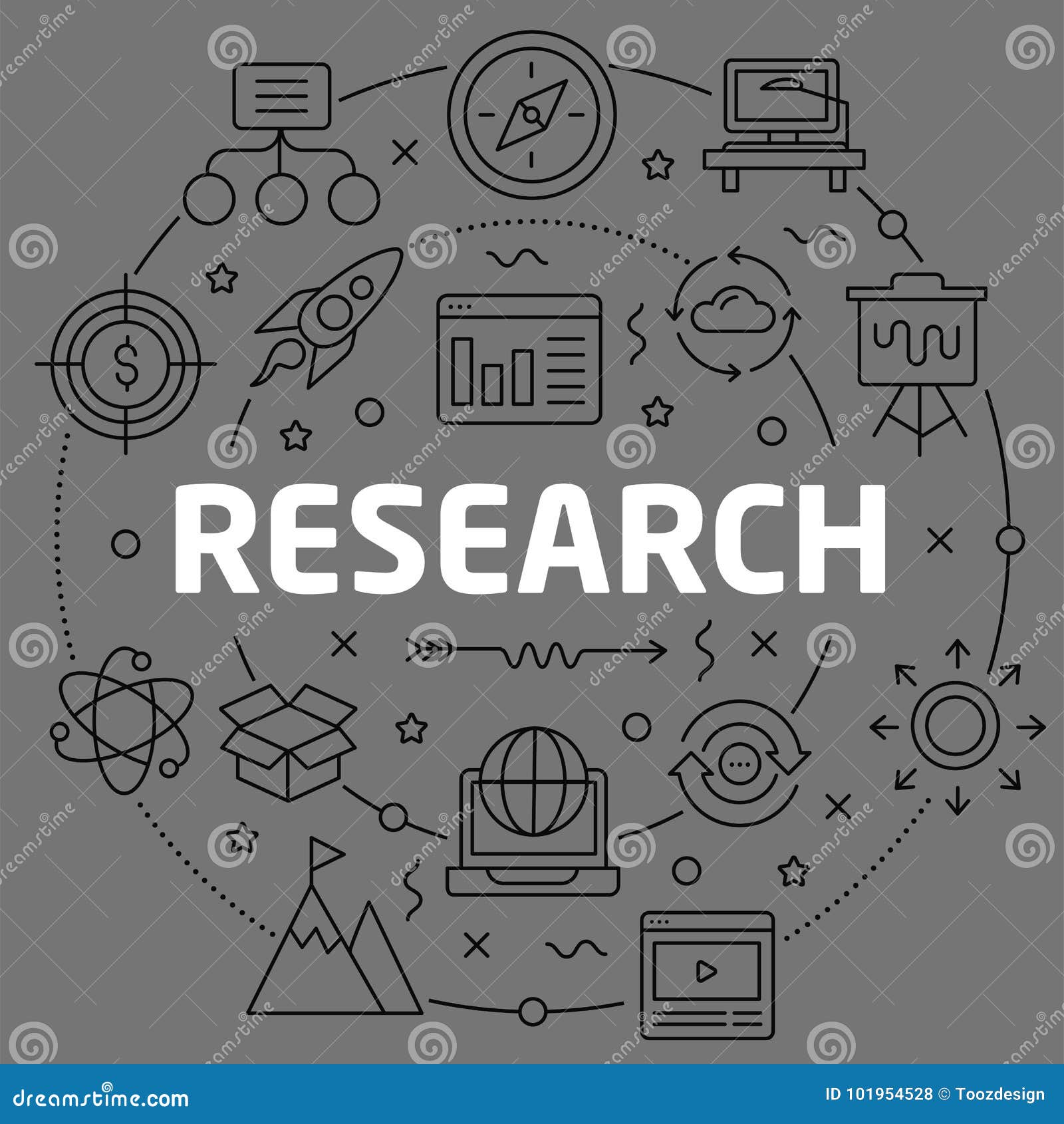 Linear Illustration Research Stock Vector - Illustration of infograph ...