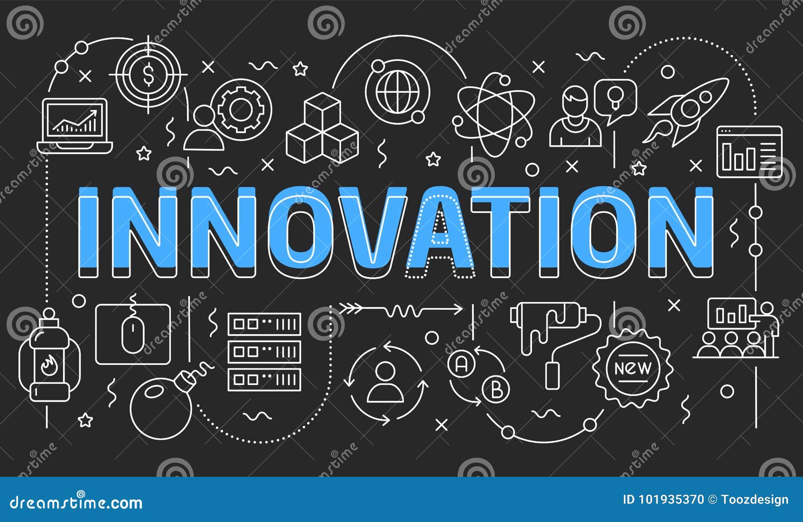 Linear Illustration Slide for the Presentation Innovation Stock Vector ...