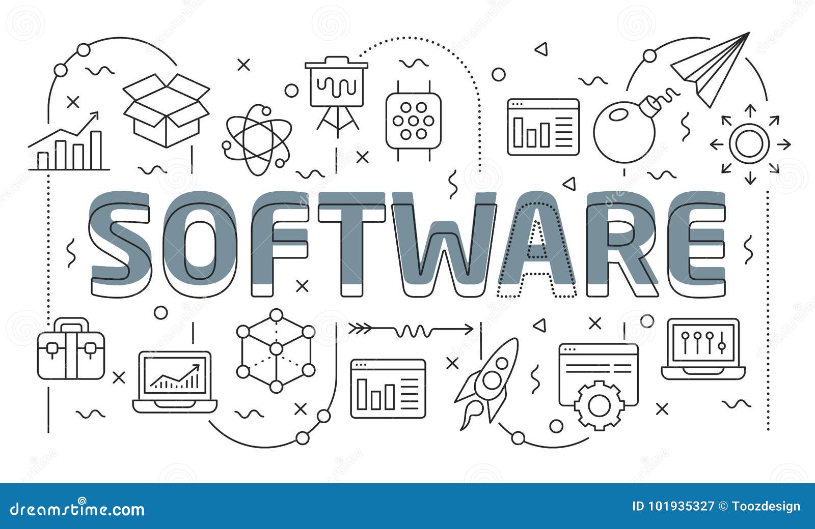 Linear Illustration Slide for the Presentation Software Stock Vector ...