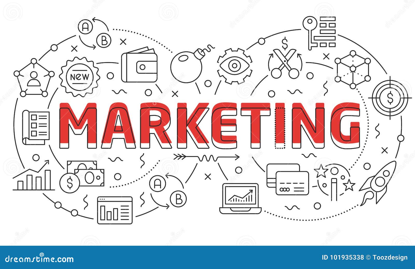 Linear Illustration Slide for the Presentation Marketing Stock Vector ...