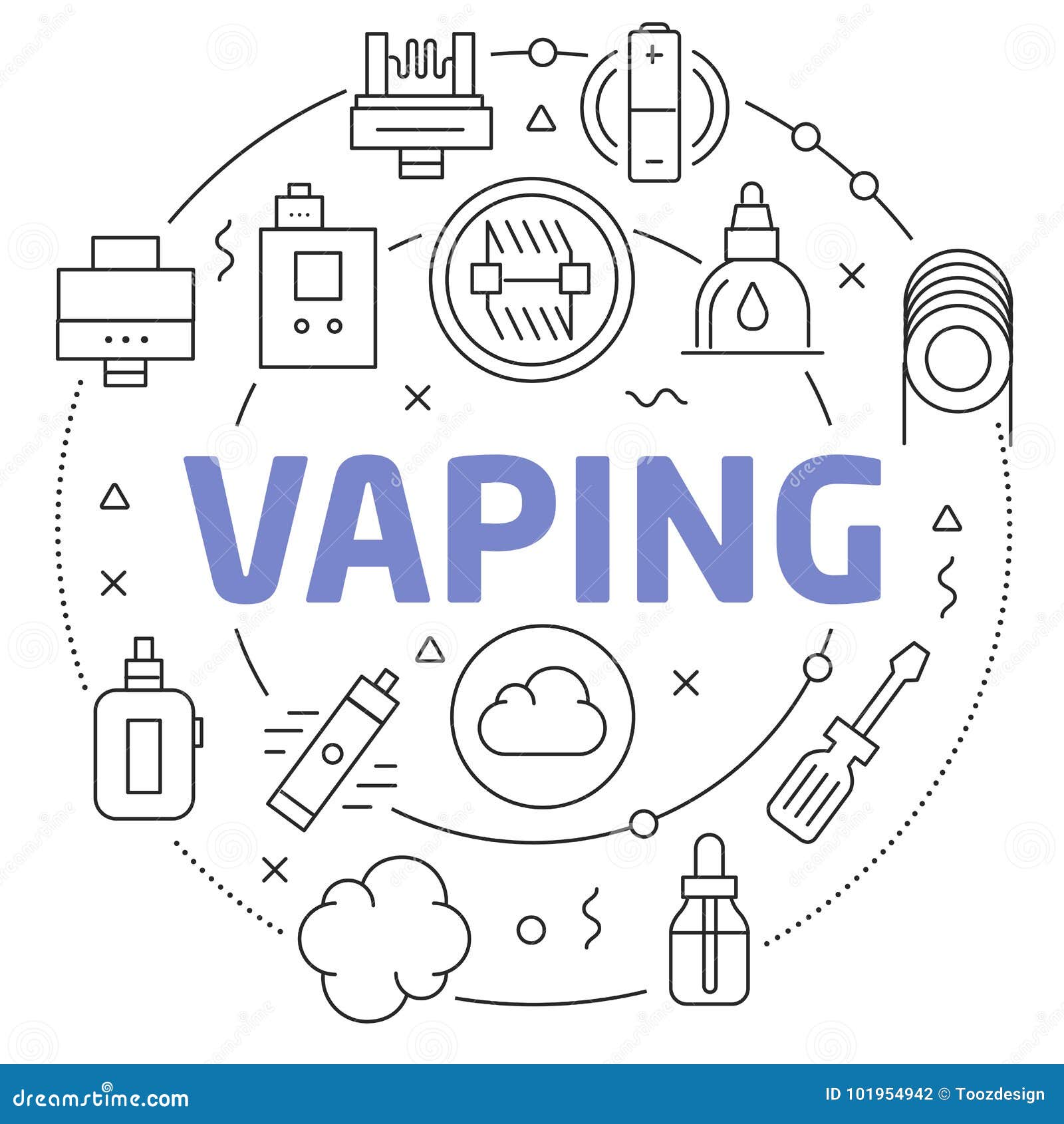 Linear illustration vaping stock vector. Illustration of lifestyle ...