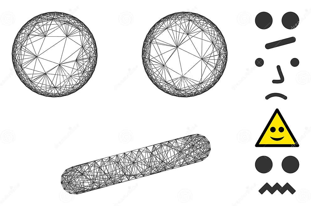 Linear Indifferent Smile Vector Mesh Stock Illustration - Illustration ...