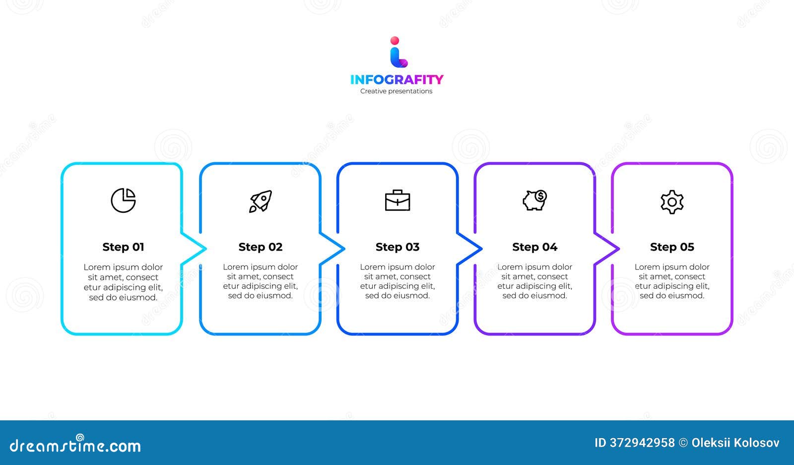 Five Step Infographics, Circular Shapes, Multi Level Hierarchy ...