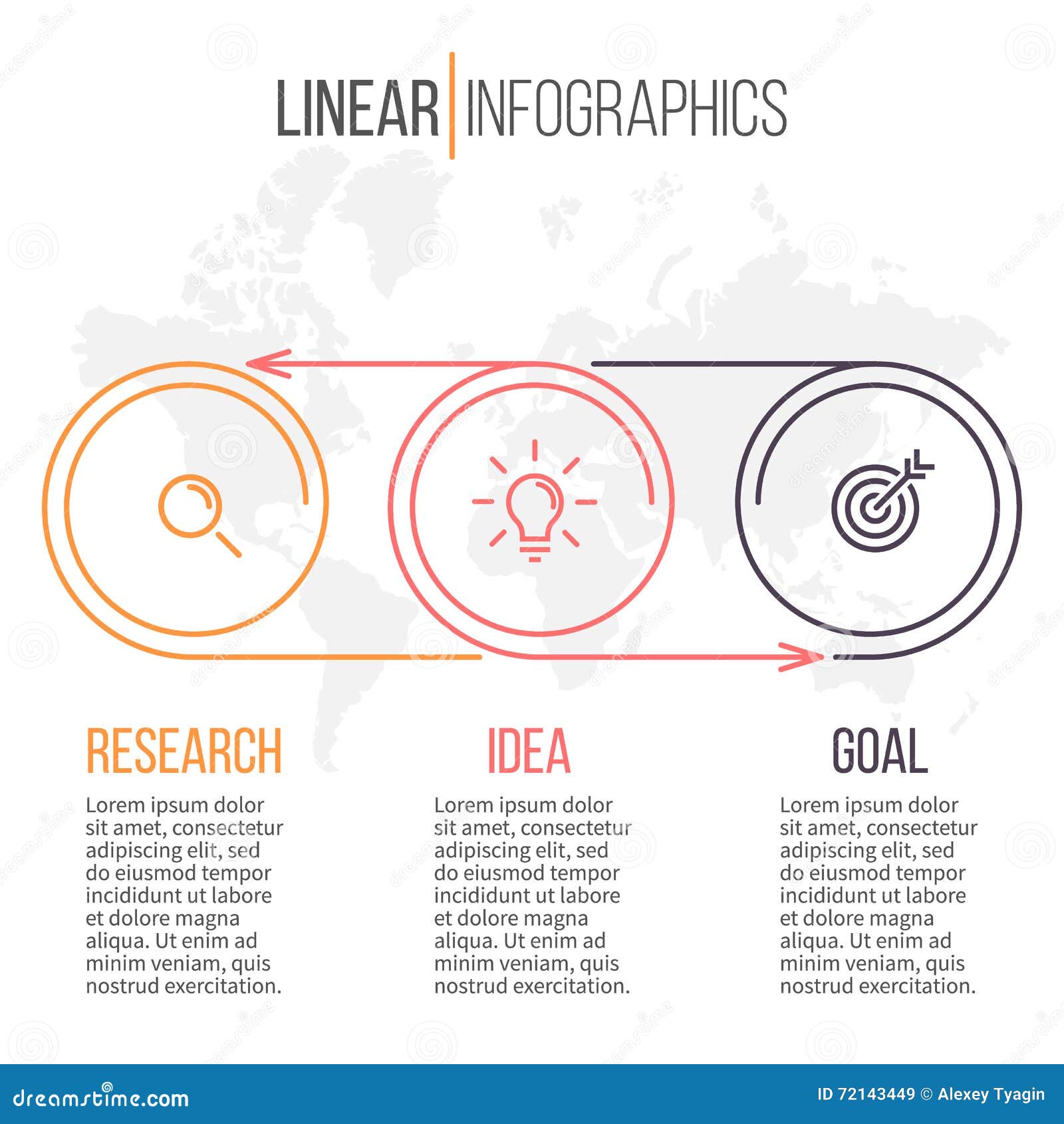 Linear Infographics. Timeline with 3 Steps. Stock Vector - Illustration ...